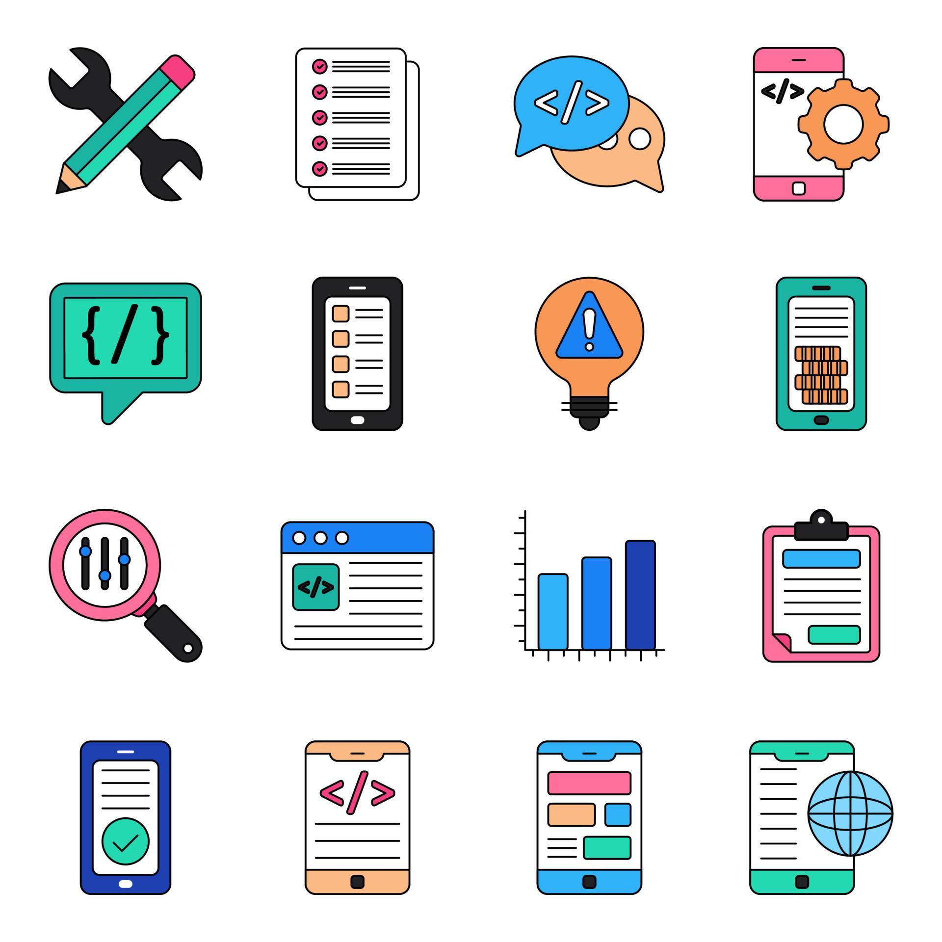 Pack of Mobile App Development Icons 6327457 Vector Art at Vecteezy