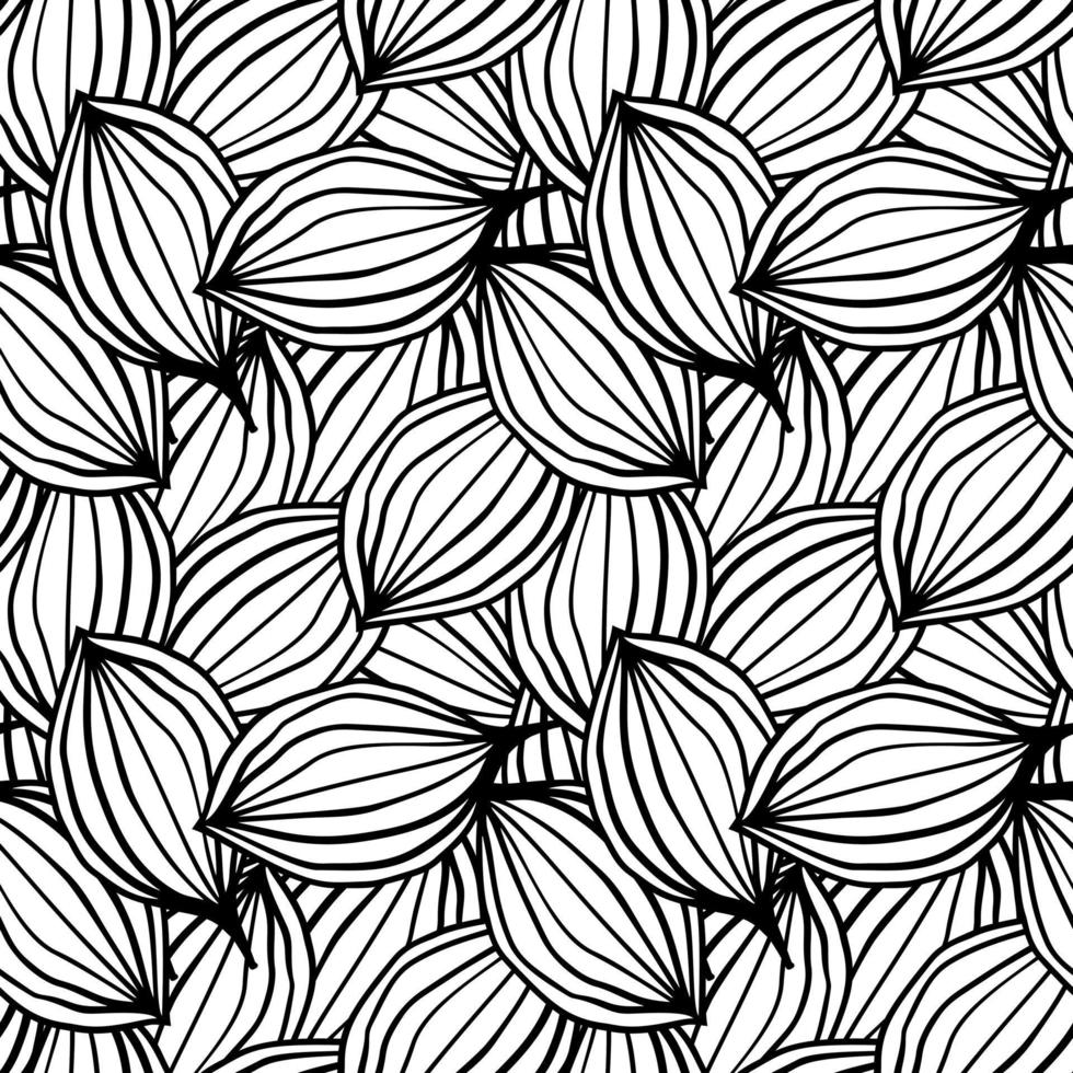 Exotic Outline Leaves Seamless Pattern Abstract Floral Background