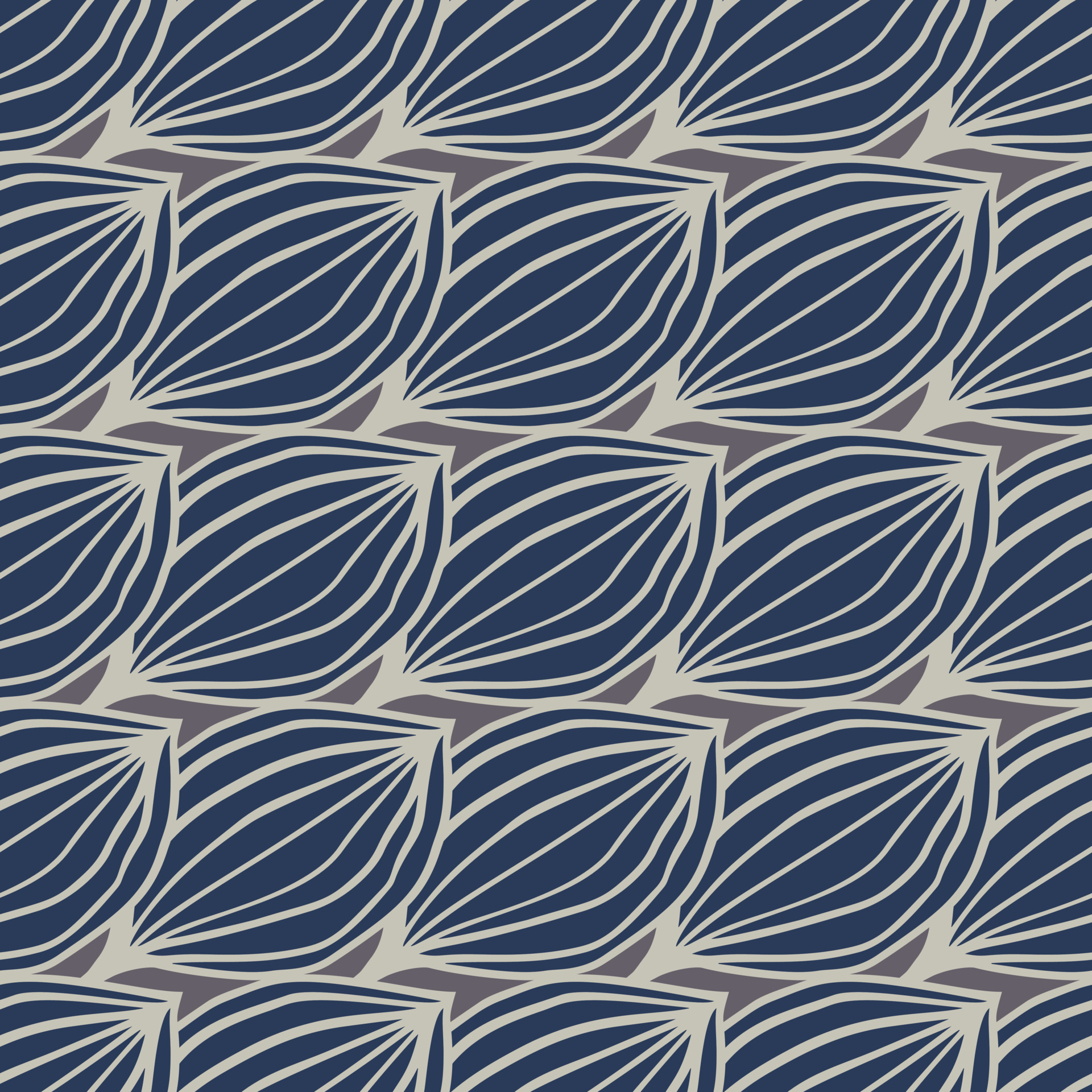 Exotic Outline Leaves Seamless Pattern Abstract Floral Background