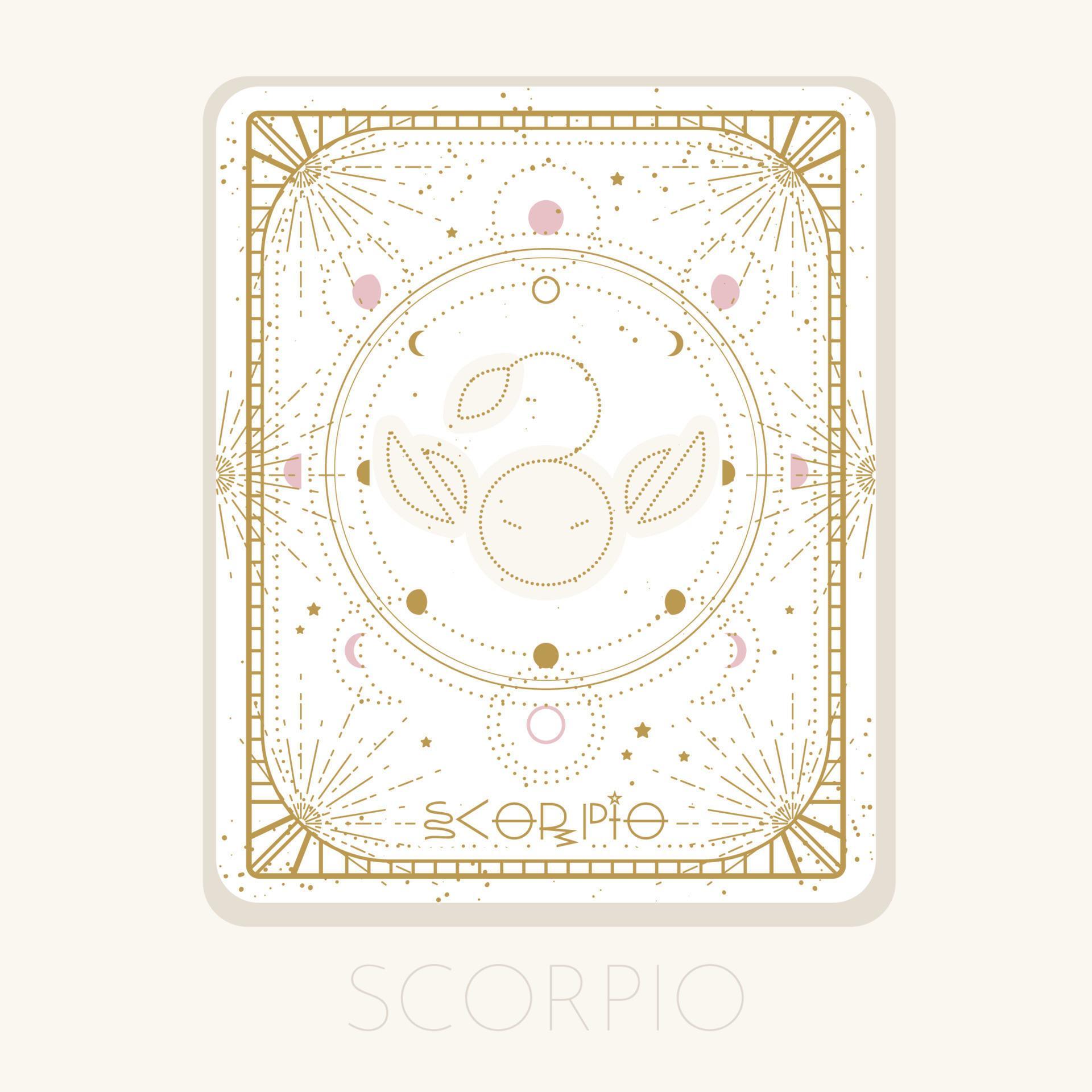 Zodiac Sign Scorpio Card Astrological Horoscope Symbol With Moon