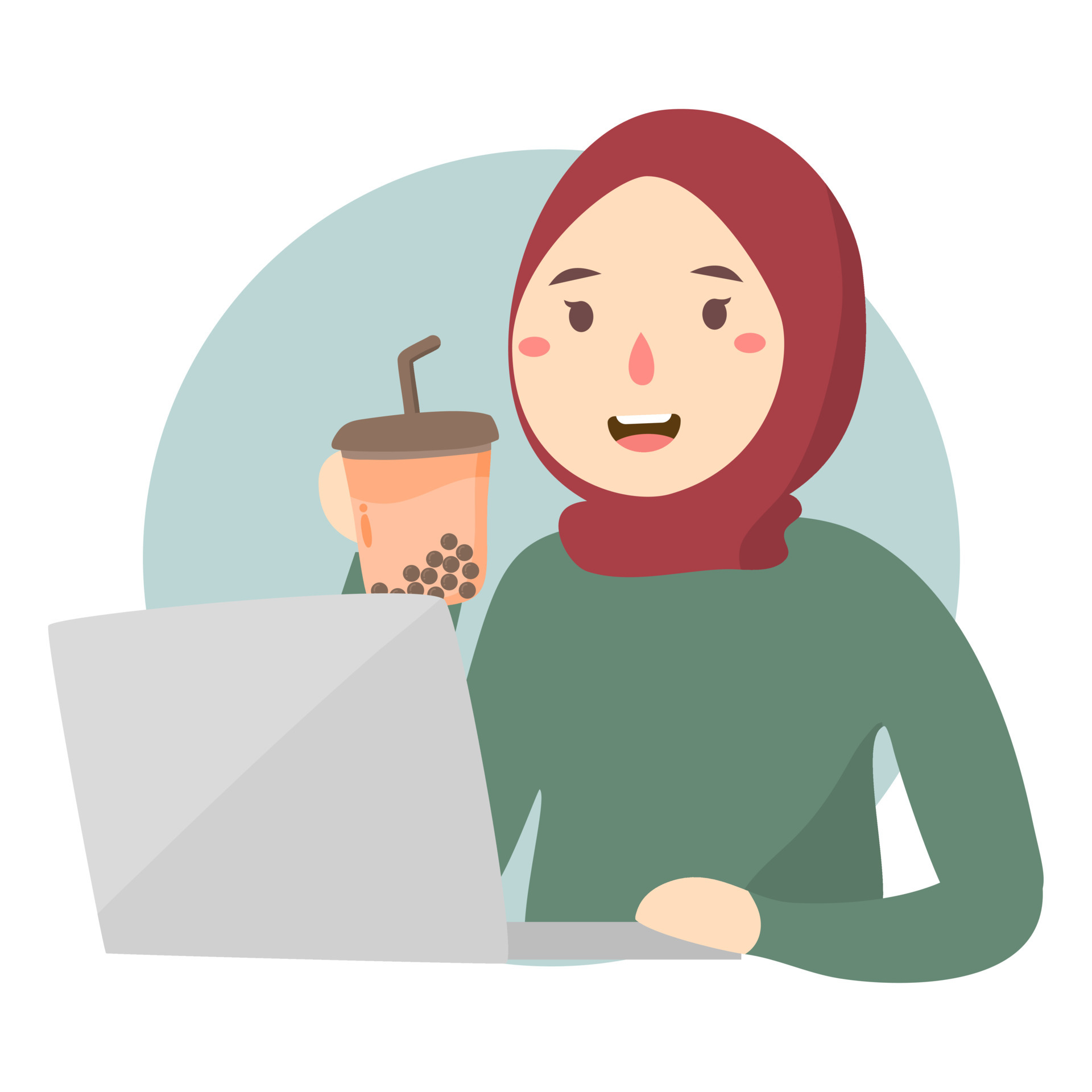 Woman Dringking Milk Tea 6332469 Vector Art At Vecteezy