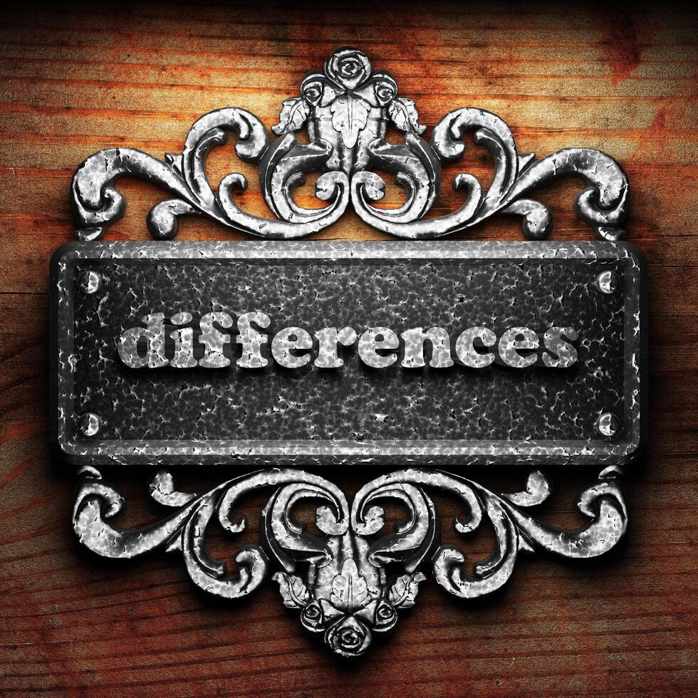 differences word of iron on wooden background 6336390 Stock Photo at ...