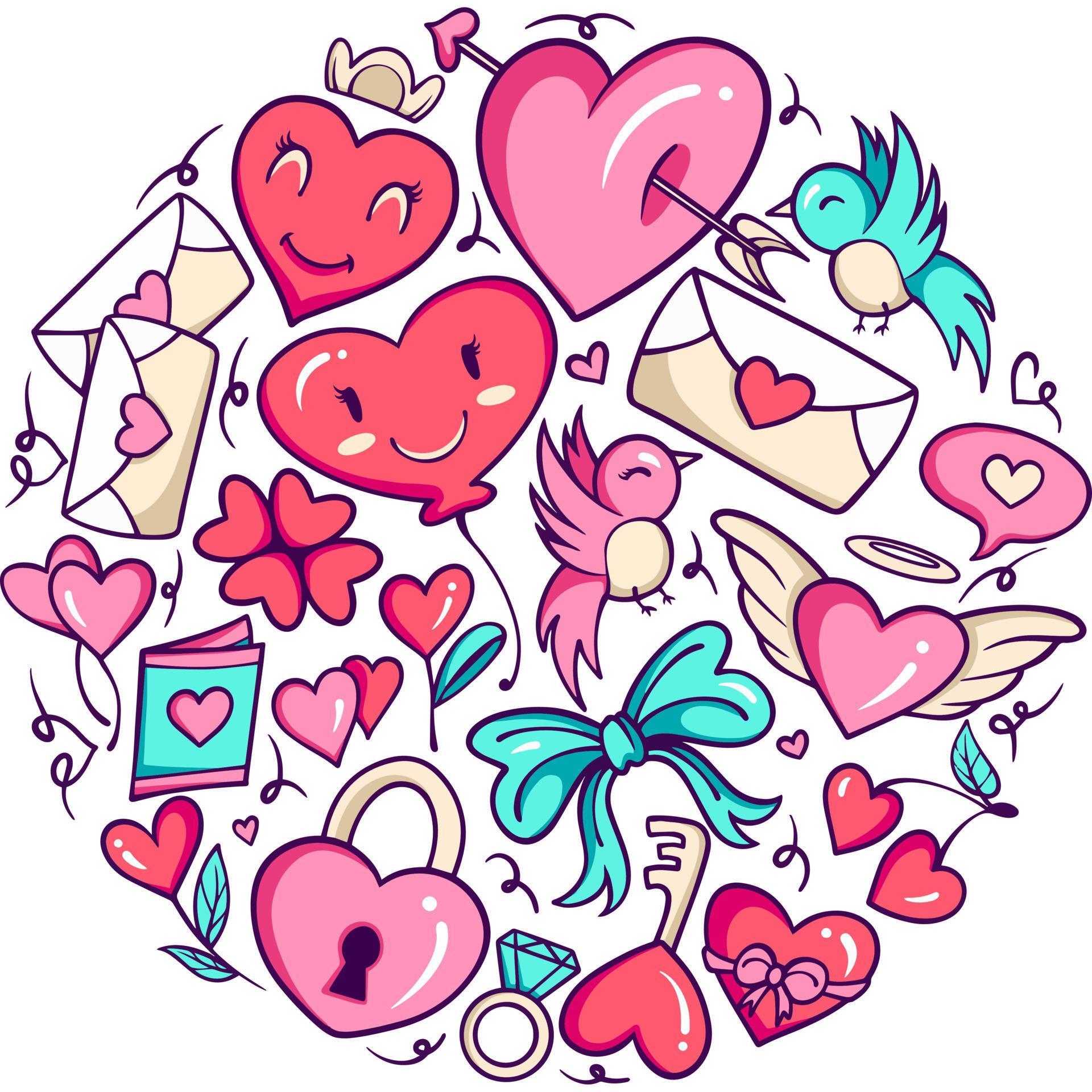 Love Valentine Doodle Pack 6341960 Vector Art at Vecteezy