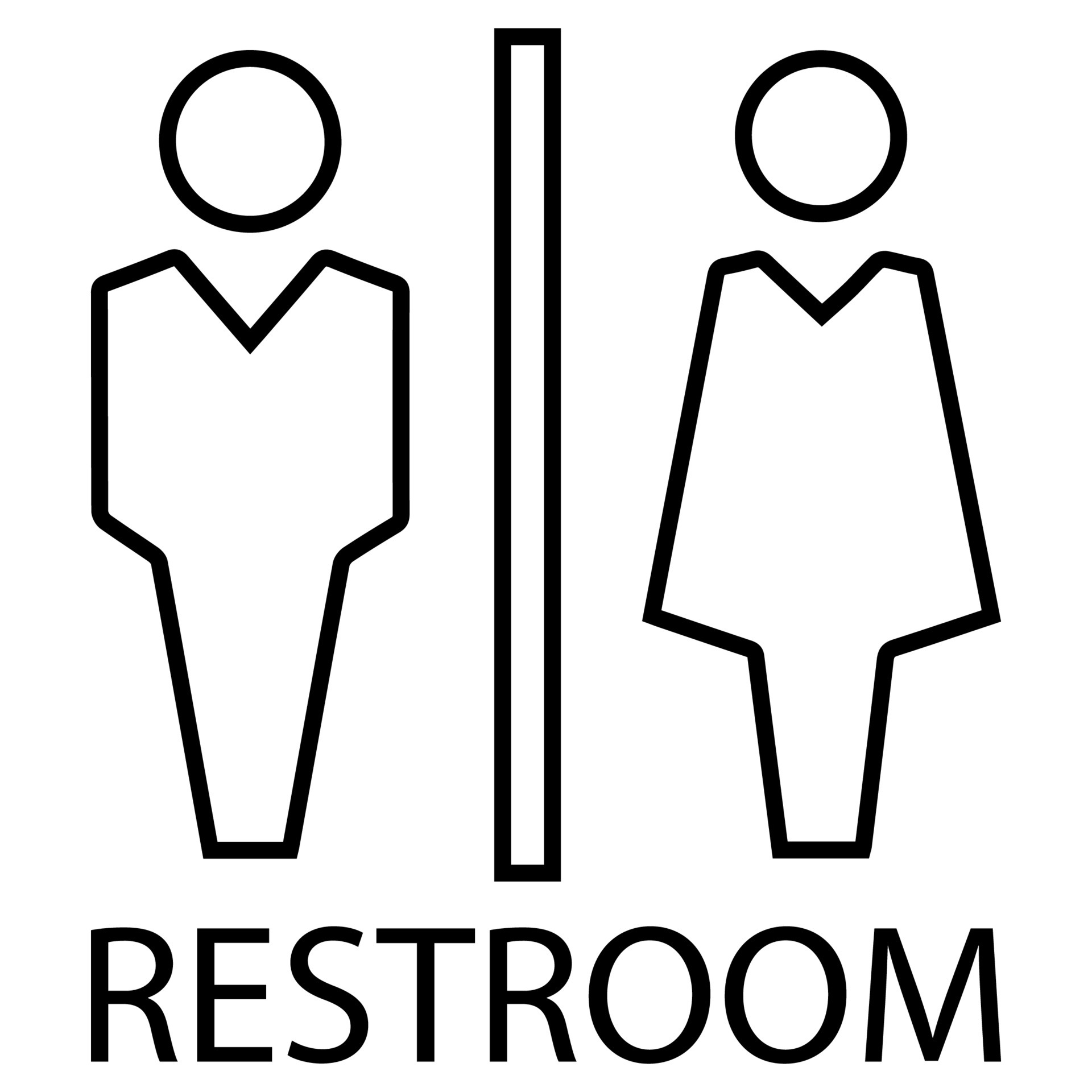 Male Female Toilet Restroom Sign Logo Silhouette Stroke Man And Woman