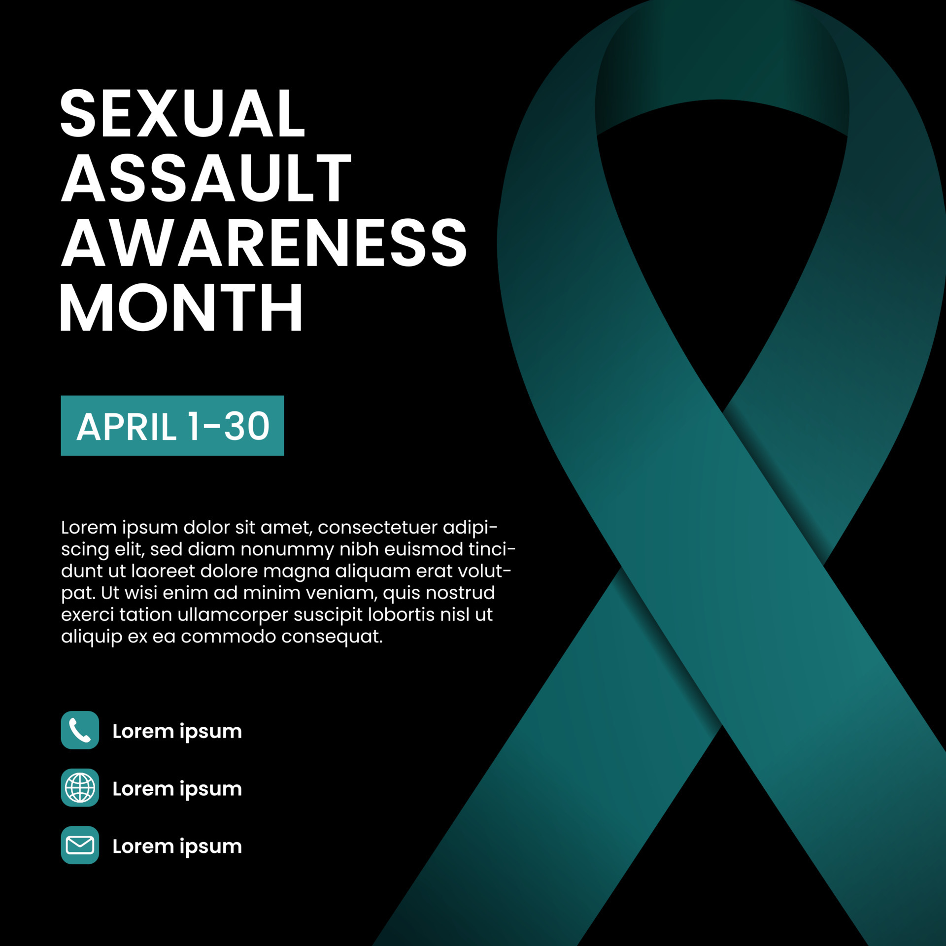 April Is Sexual Assault Awareness Month Banner Design With A Teal