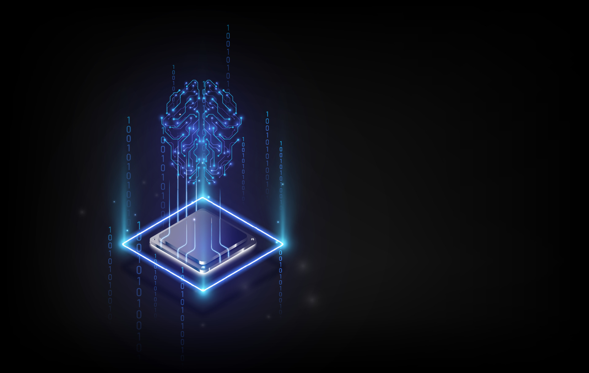Artificial Intelligence Hardware Concept Glowing Blue Brain Circuit On artificial-intelligence-hardware-concept-glowing-blue-brain-circuit-on