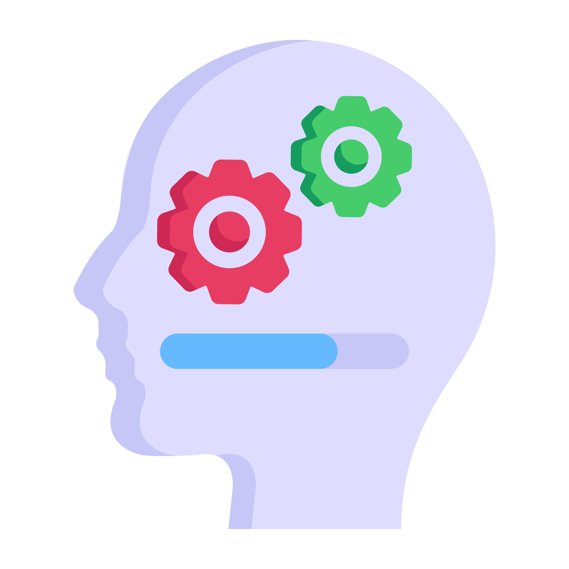 Head with cogwheels, flat icon of technical mind 6368125 Vector Art at ...
