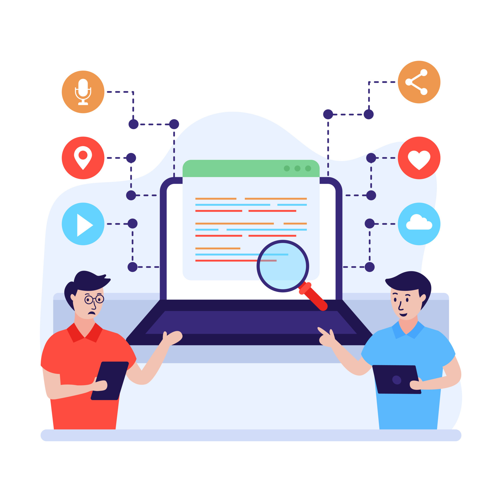 Finding data on website, flat illustration of web search 6369542 Vector ...