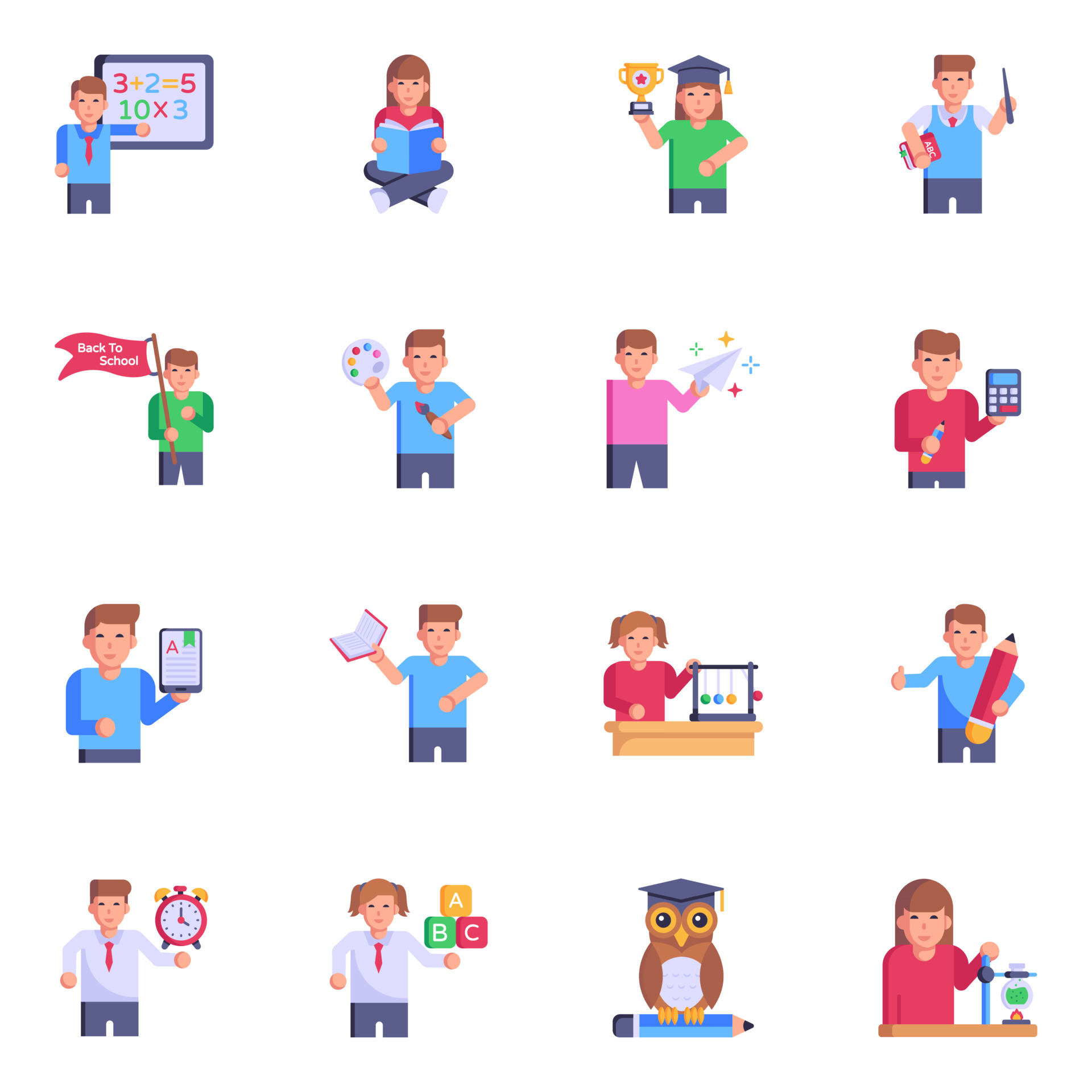 Pack of Learning Flat Icons 6369598 Vector Art at Vecteezy