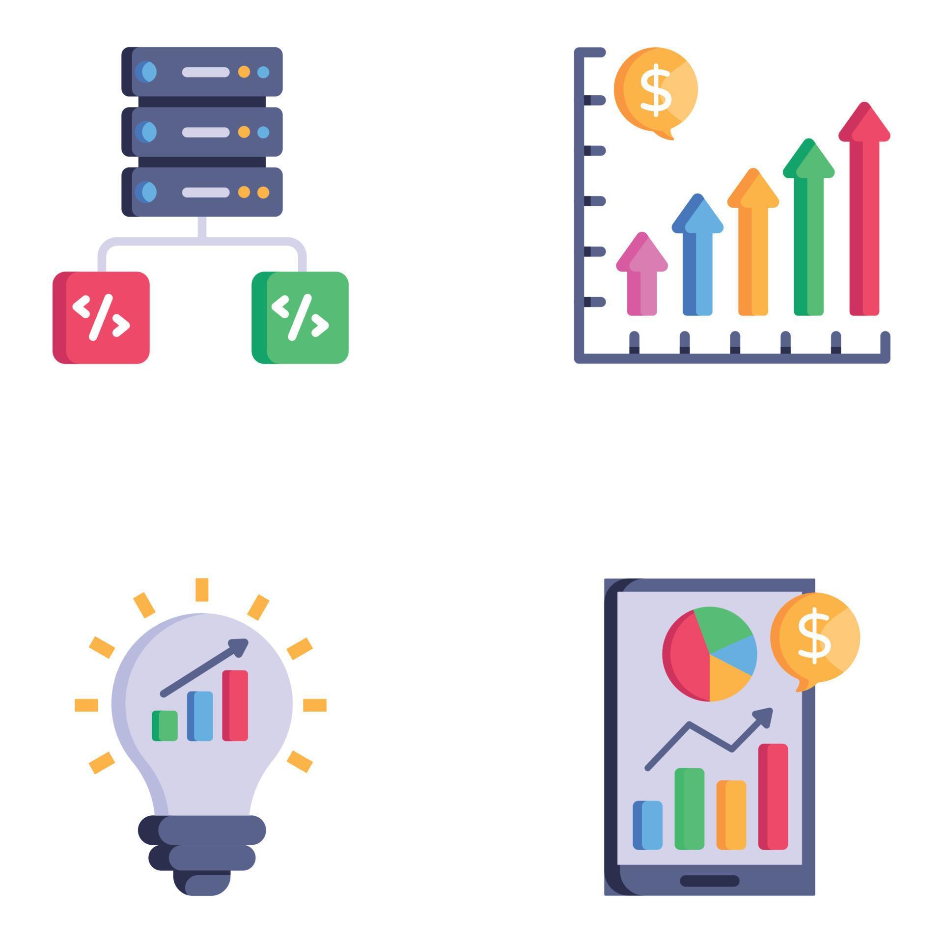 Set of Business Data Flat Icons 6369618 Vector Art at Vecteezy