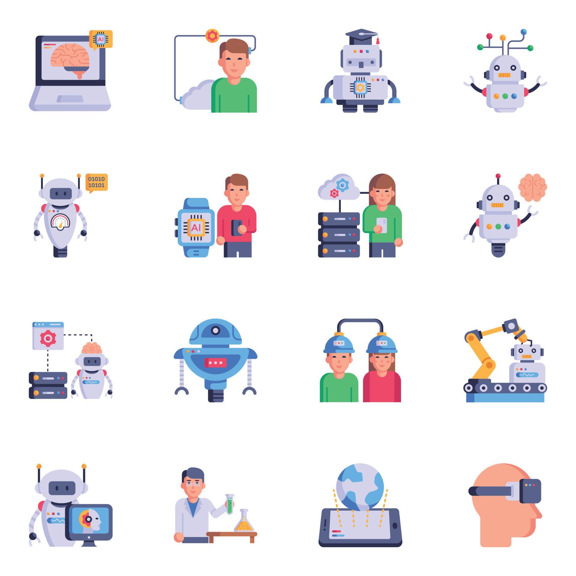 Trendy Flat Icons of Robotics 6369843 Vector Art at Vecteezy