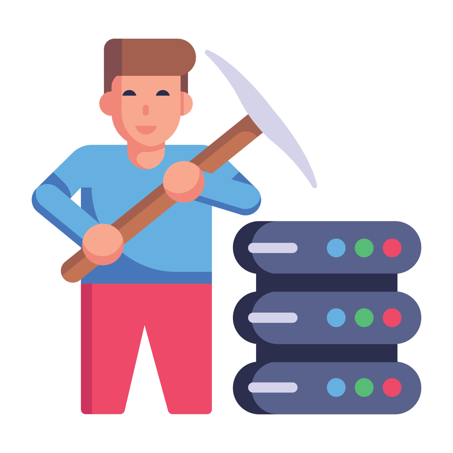 Person hitting server with pickaxe, flat icon of data mining 6371661 ...