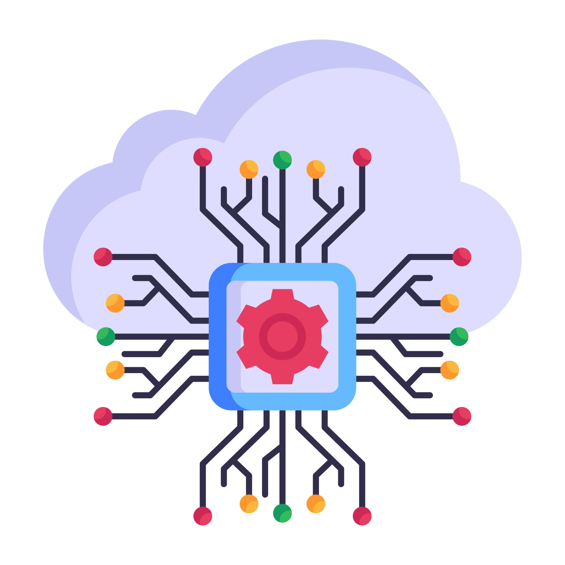 Cloud with nodes, denoting flat icon of cloud computing 6372891 Vector ...