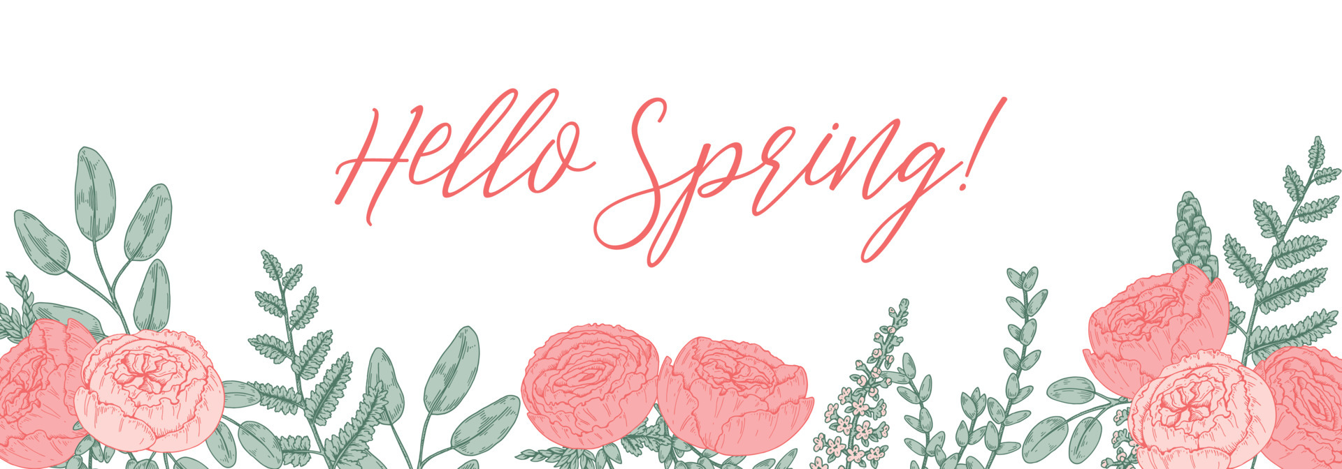 Gentle spring design with floral elements. Hand drawn vector ...