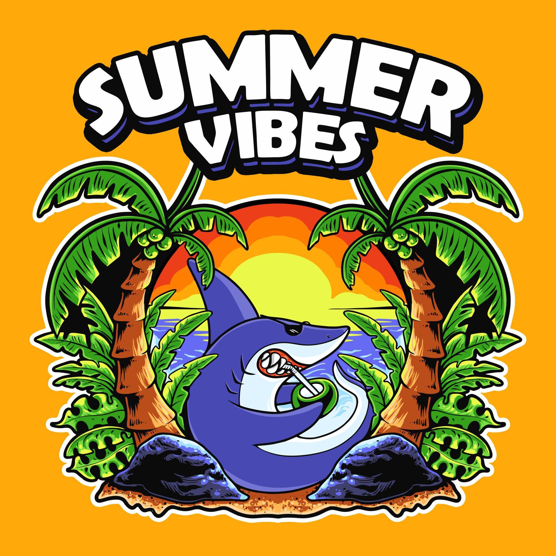 Shark Summer Vector Illustration 6396605 Vector Art at Vecteezy