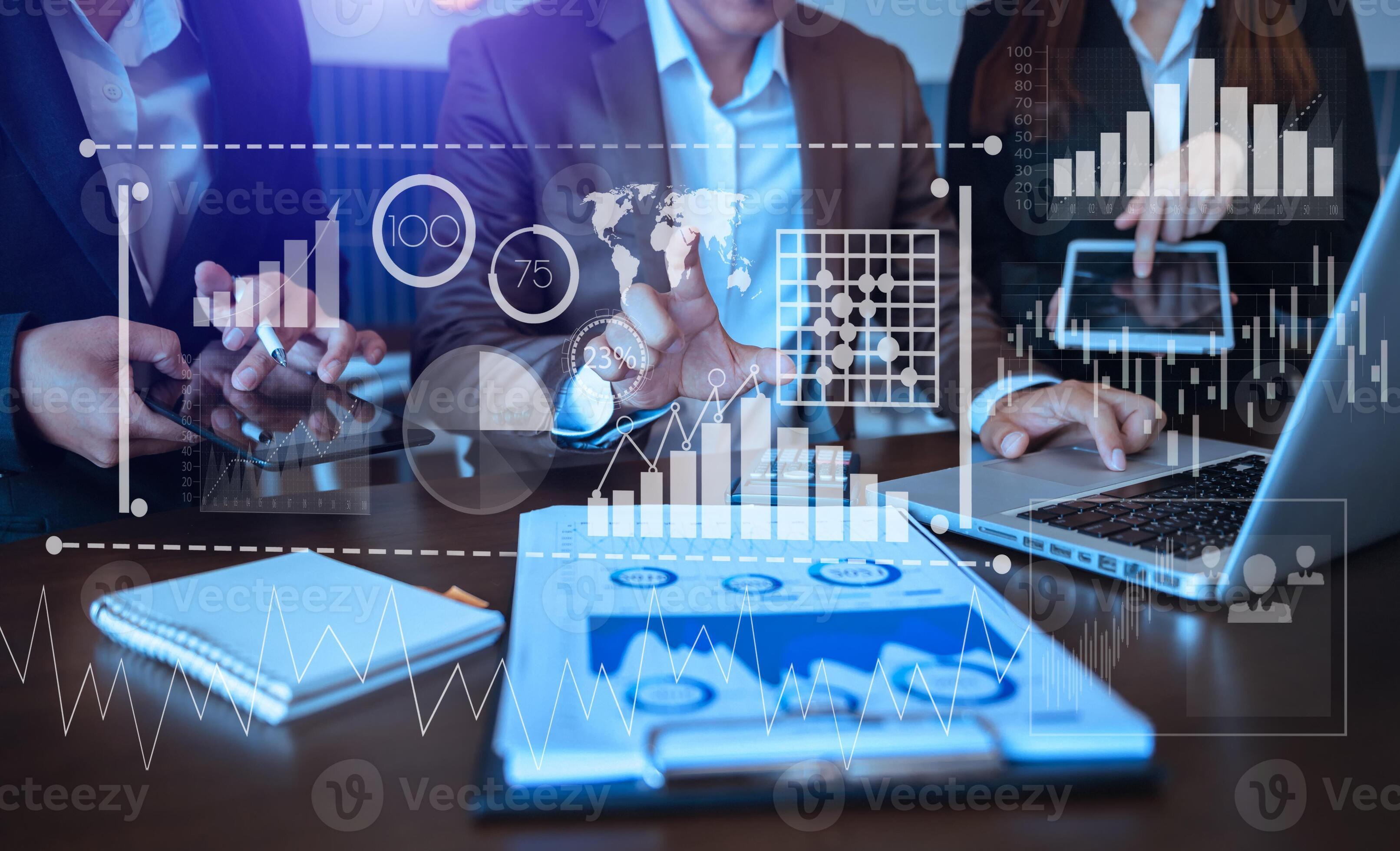 Data Management System with Business Analytics concept. business team ...