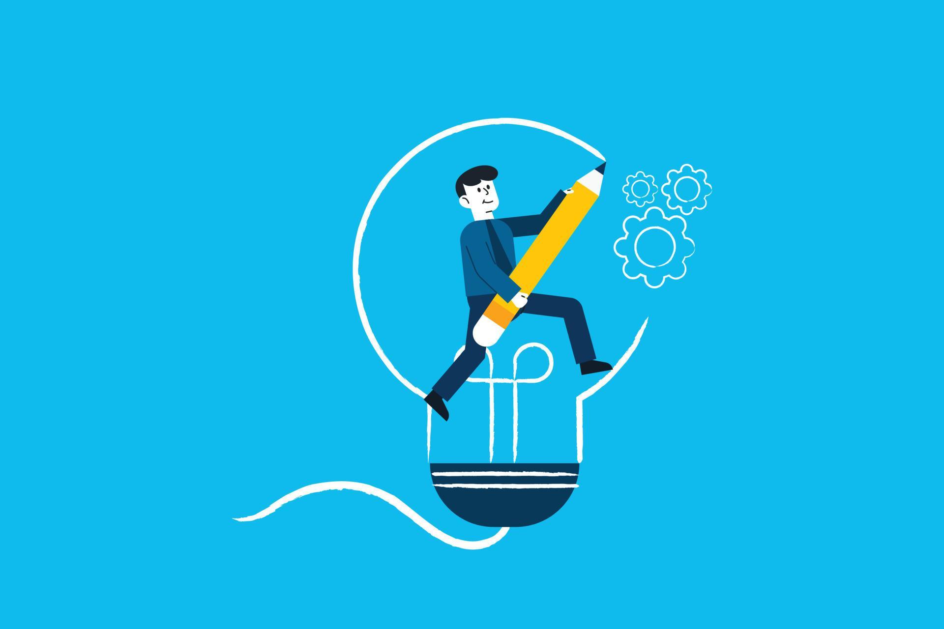 Process Of Creating An Idea Man Use Pencil To Draw A Light Bulb process-of-creating-an-idea-man-use-pencil-to-draw-a-light-bulb