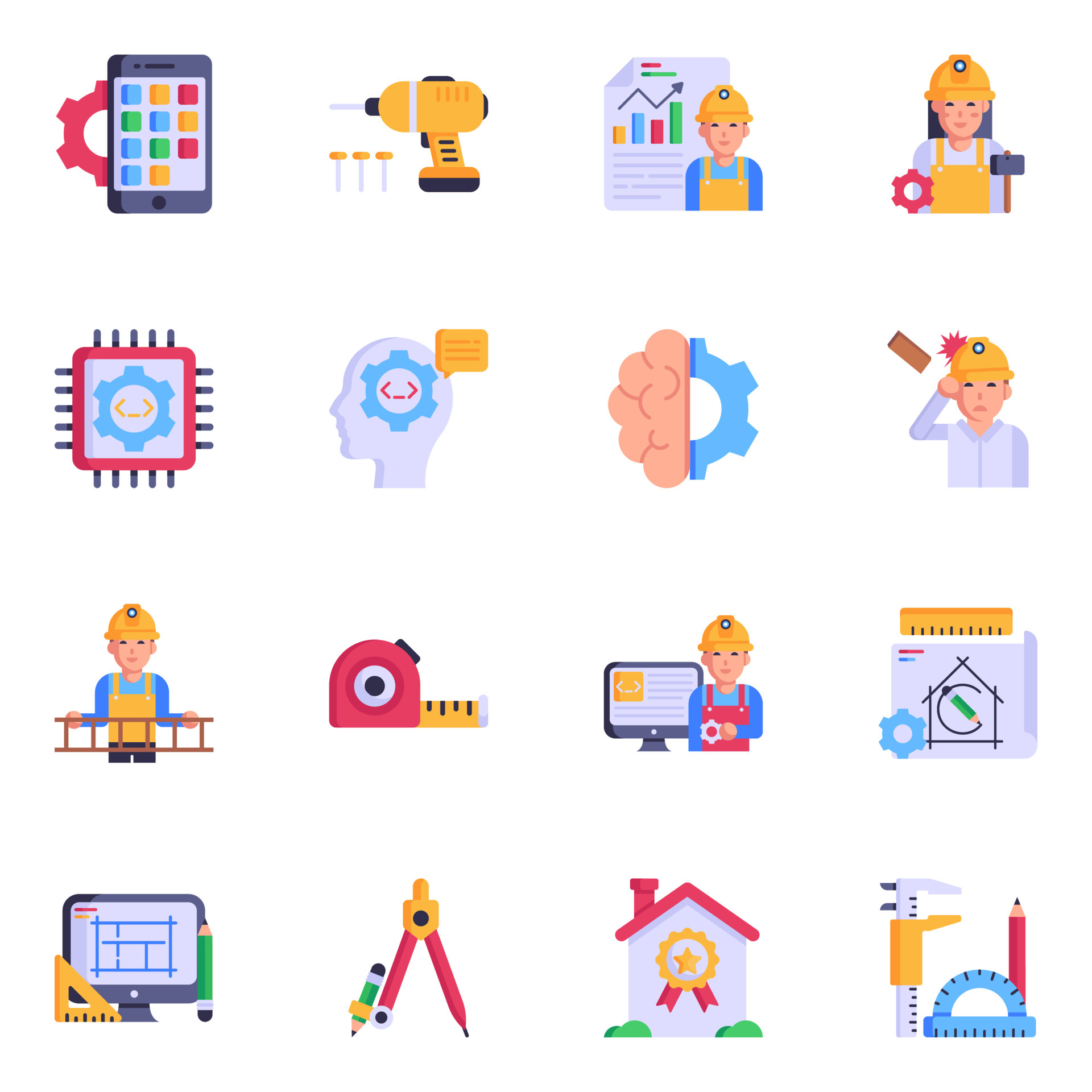 Pack of Architectural Engineering Flat Icons 6402287 Vector Art at Vecteezy