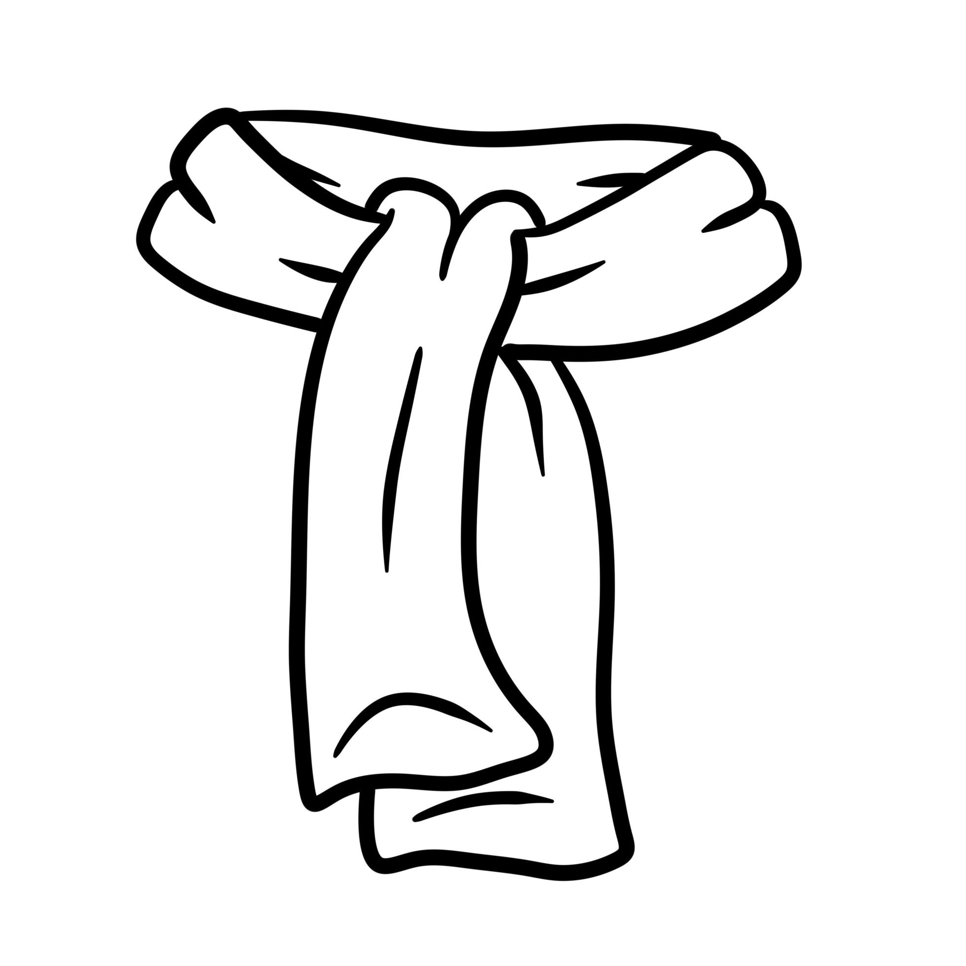 cálida bufanda de invierno. ilustración de dibujos animados en blanco y ...