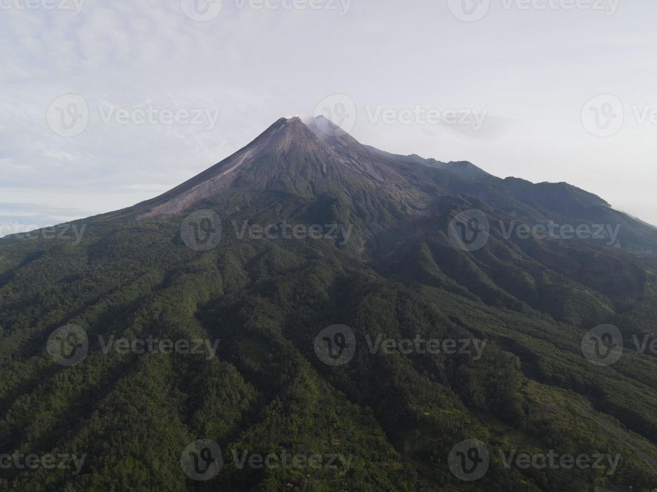 Aerial view of Mount Merapi Landscape with rice field and village in ...