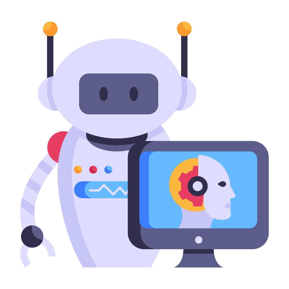 A well-designed flat icon of robot 6403661 Vector Art at Vecteezy