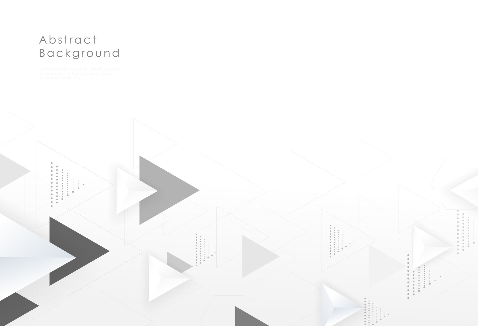 Abstract geometric arrow white and gray gradient background. Modern and ...