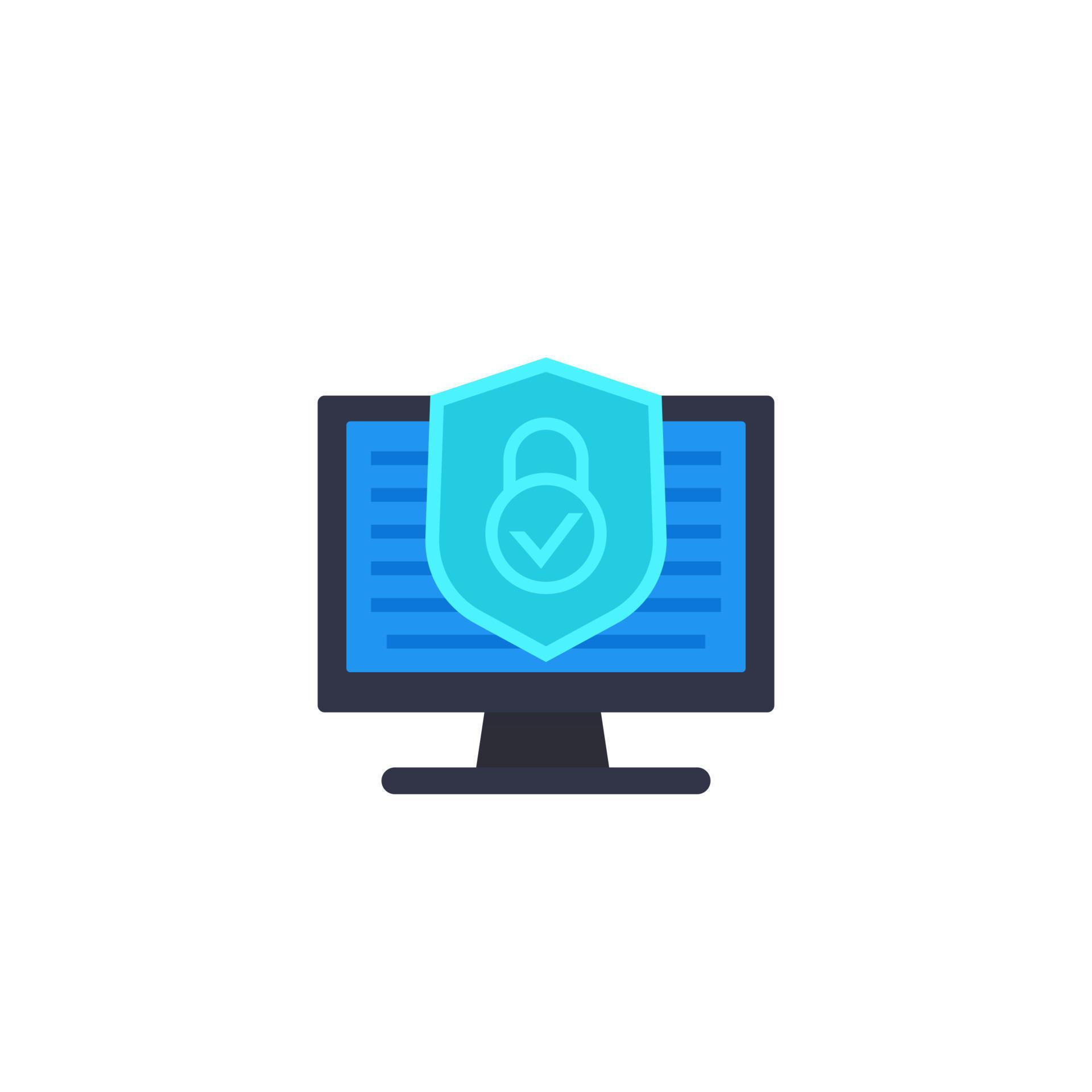 computer security icon with shield and pc on white 6406349 Vector Art ...