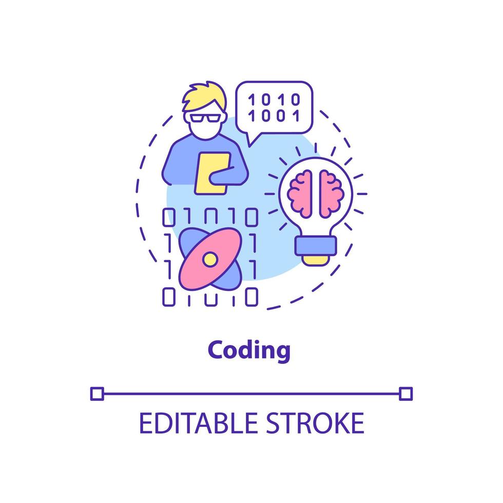 Coding Concept Icon Computer Programming Language Major Digital Skills Abstract Idea Thin Line