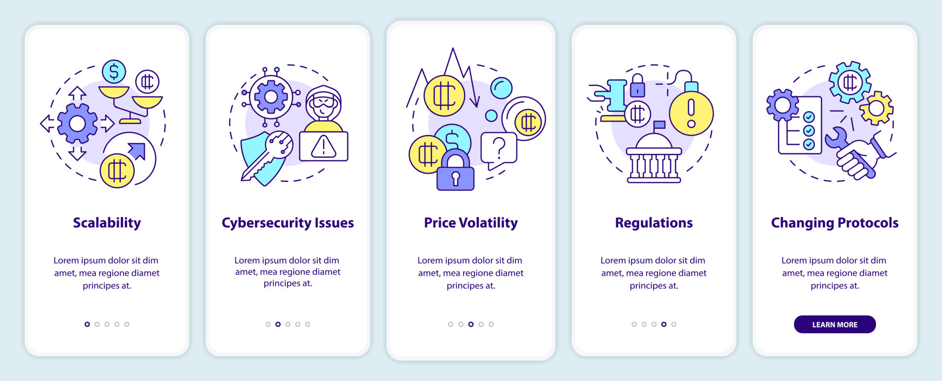 Cryptocurrency Drawbacks Onboarding Mobile App Screen Scalability