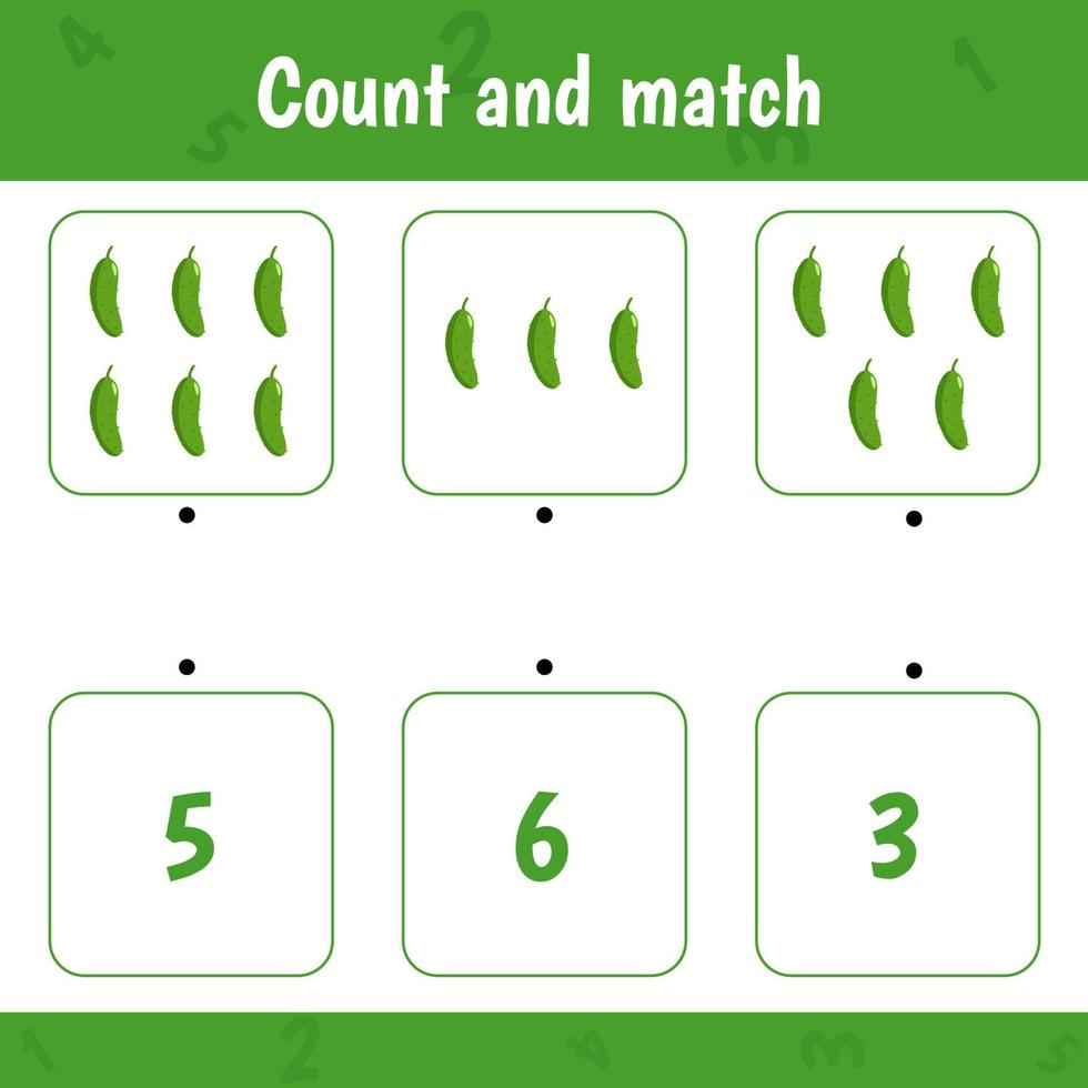 Count and match. Math game for children. Cucumber 6408464 Vector Art at ...