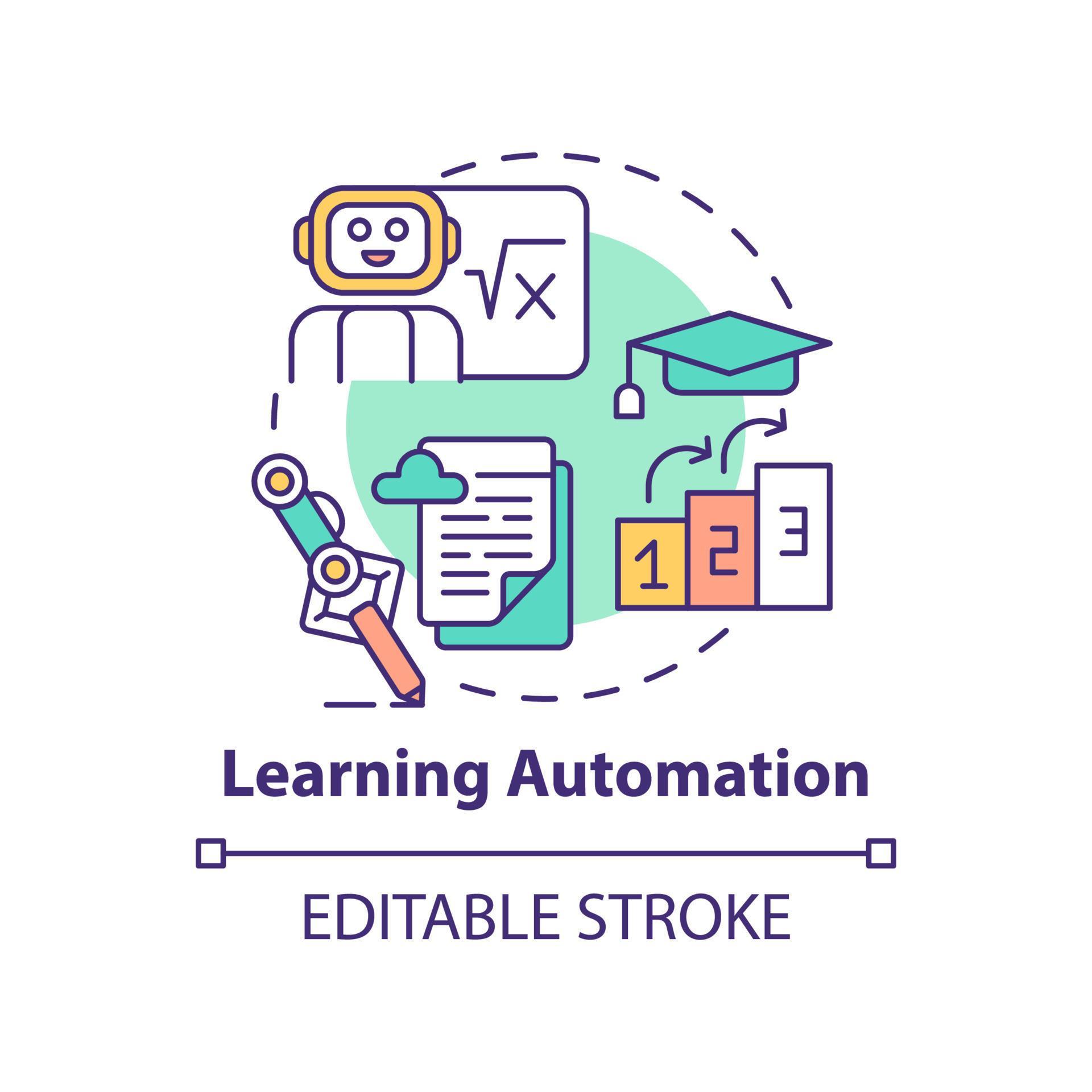 Learning automation concept icon. Education technology and innovation ...