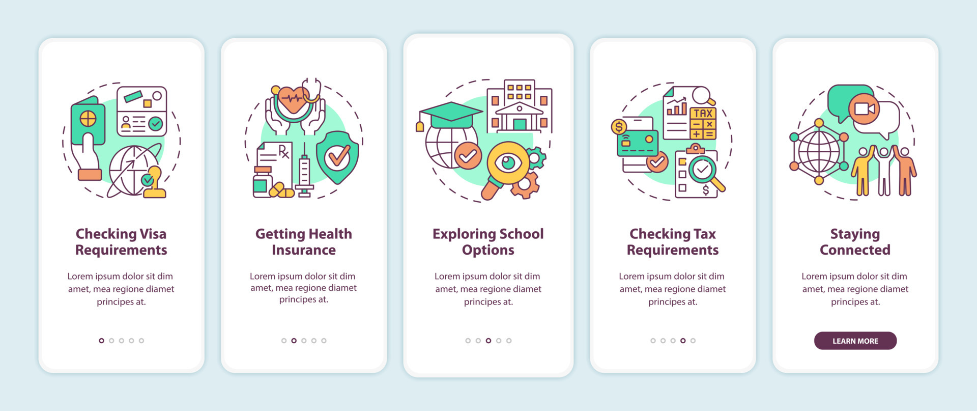 Things To Consider When Moving Onboarding Mobile App Page Screen Moving Abroad Walkthrough 5