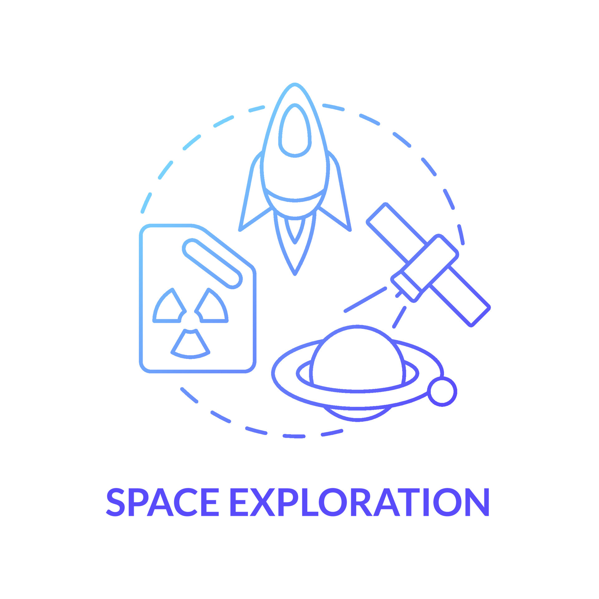 Space Exploration Blue Gradient Concept Icon Nuclear Energy Usage Abstract Idea Thin Line