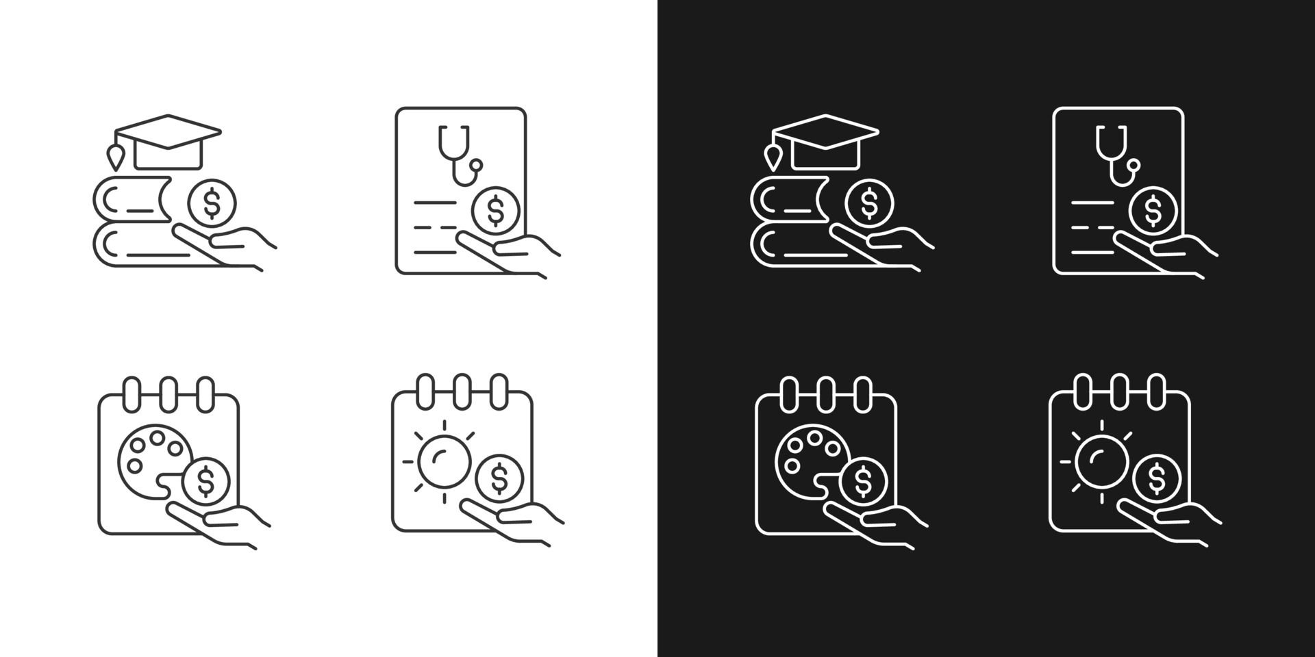 Workplace wellbeing benefits linear icons set for dark and light mode ... Workplace wellbeing benefits linear icons set for dark and light mode ...