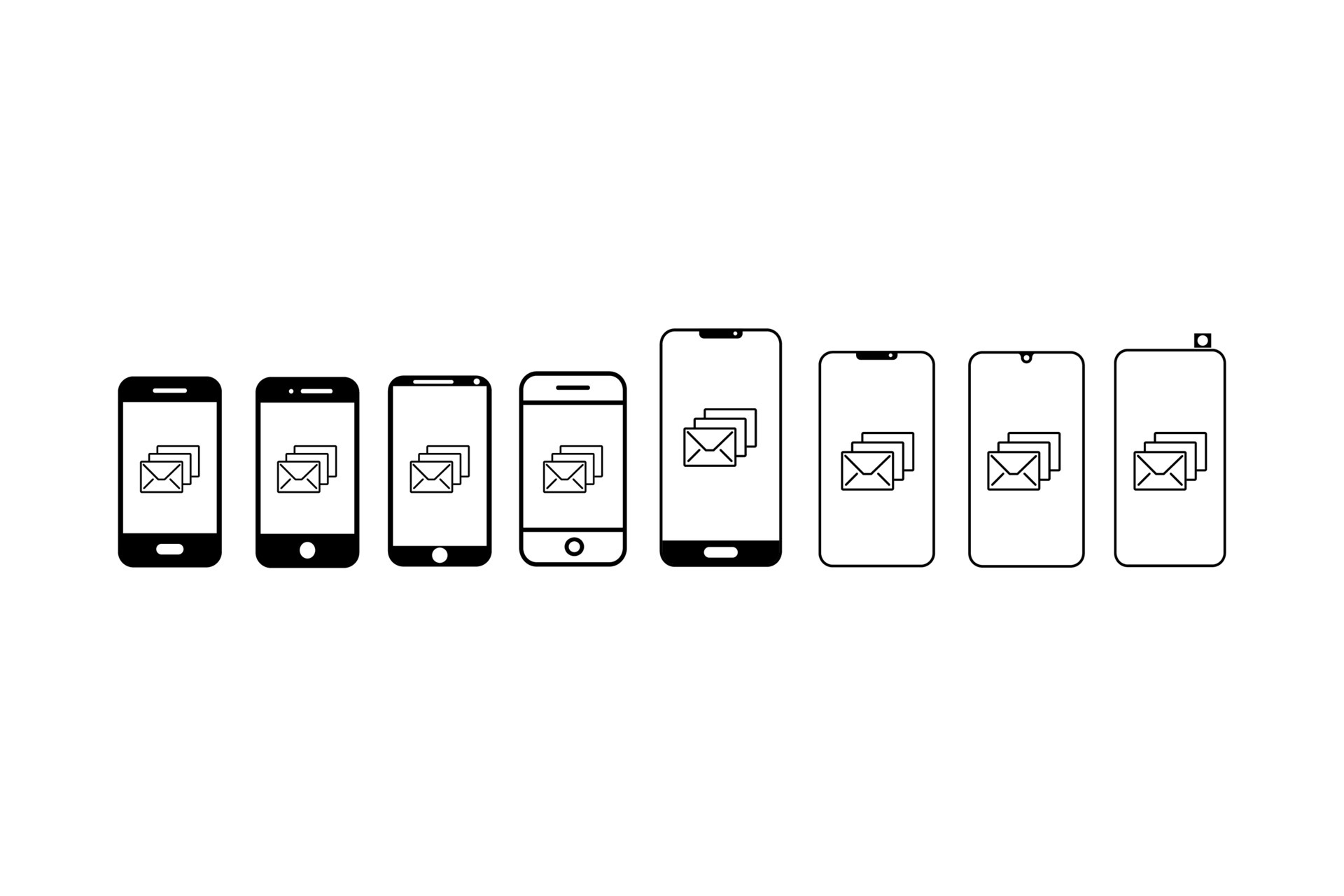 Vector phone message collection icon design. Phone message icon flat ...