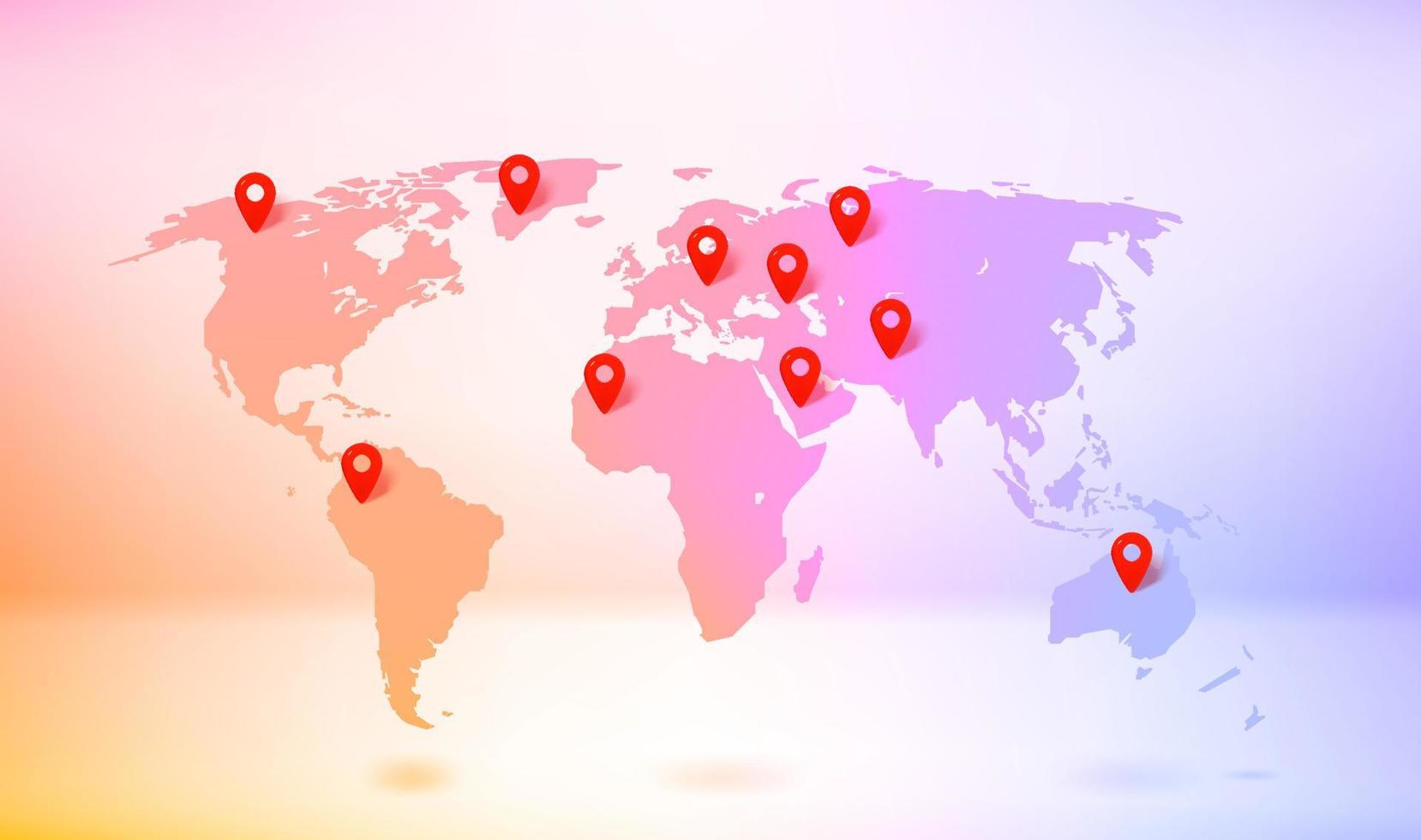 World Map With Pins Infographic Vector Template 6419306 Vector Art At