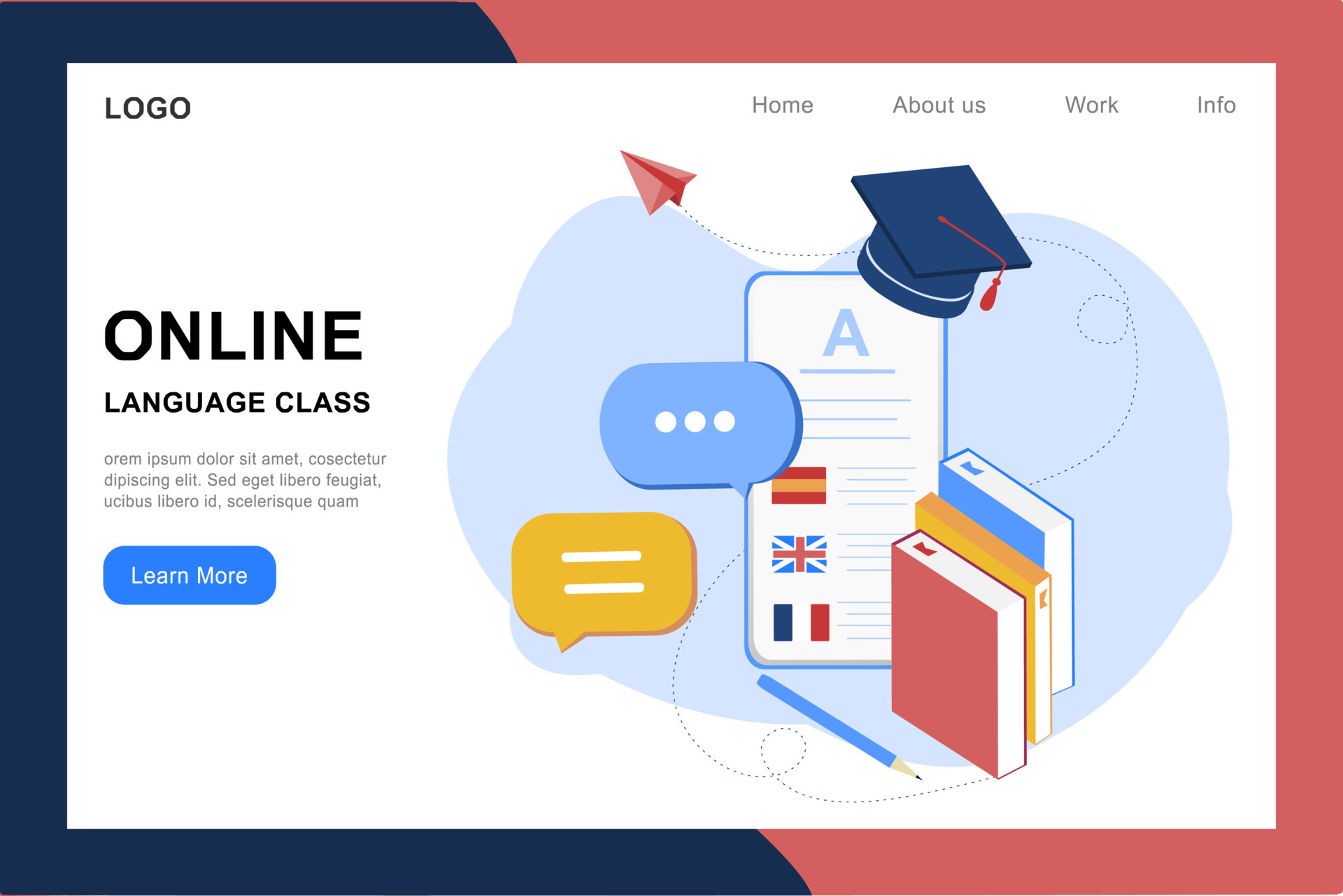 Modern 3D isometric of online languages learning, language courses ...