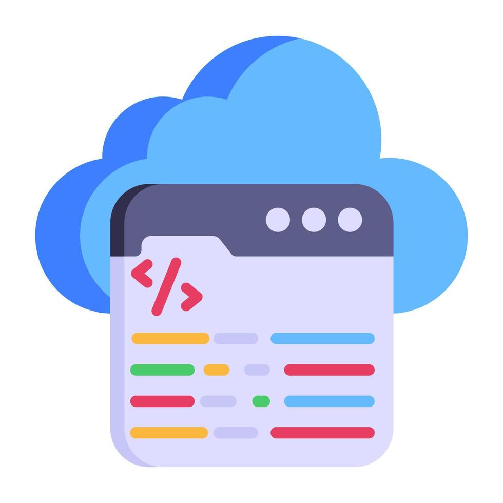 A cloud coding concept in flat icon 6430523 Vector Art at Vecteezy
