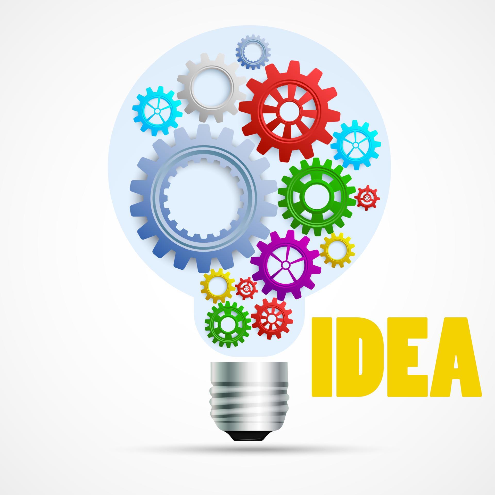 Bright idea light bulb with cogs and gears. Gear inside bulb on white background 6430975 Vector ...