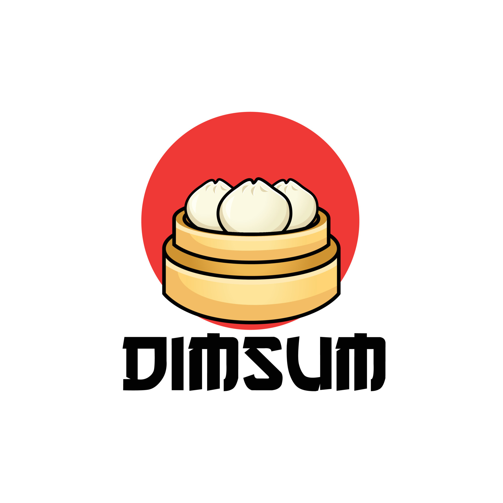 Dimsum Logo With Cute Mascot On White Background Stock Vector