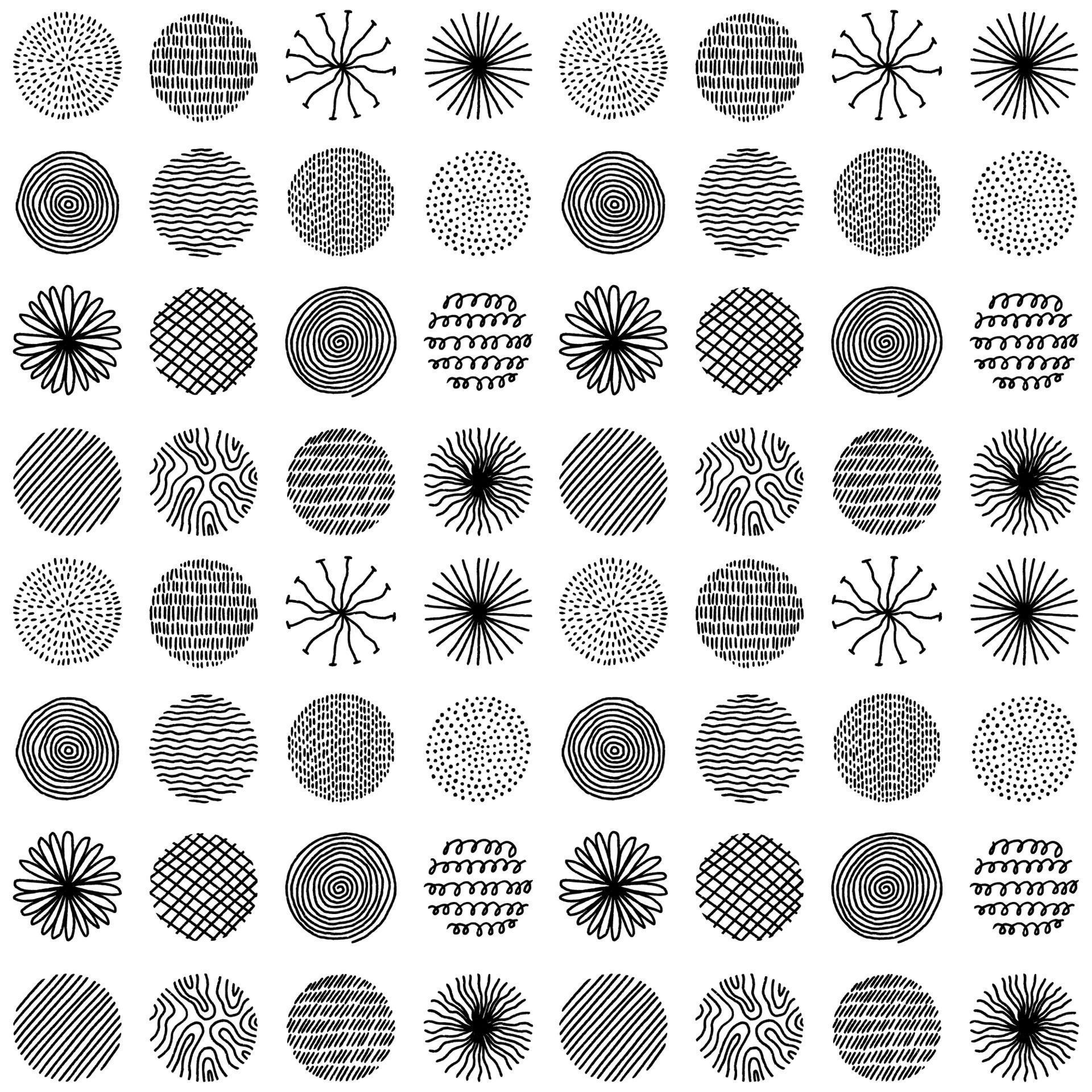 Hand drawn circles with doodle texture. Modern abstract seamless ...