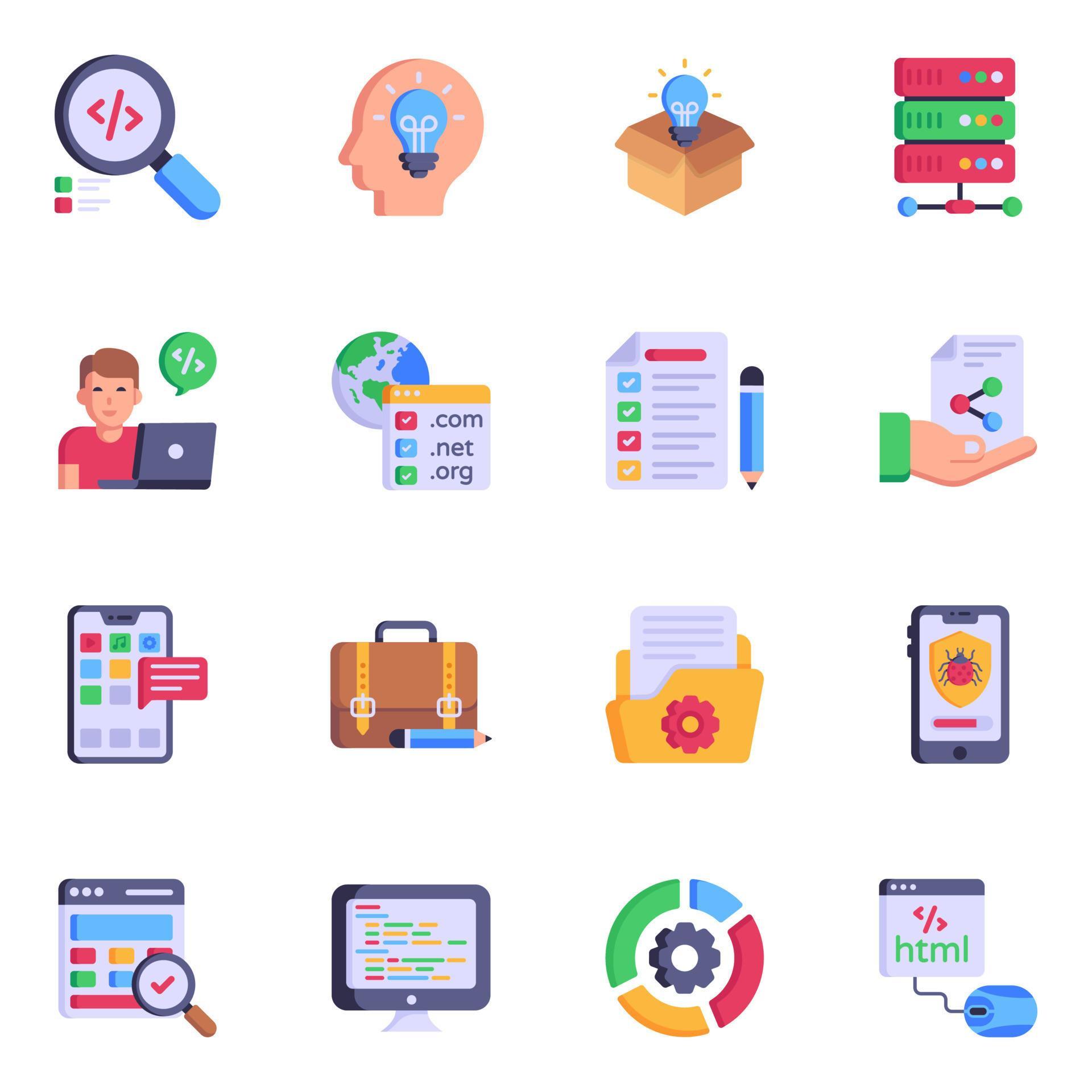 Website and Programming in Flat Designs Icons 6432555 Vector Art at ...
