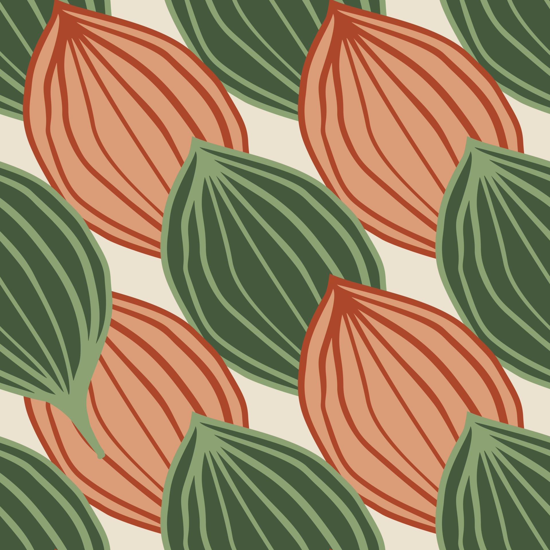 Exotic Outline Leaves Seamless Pattern Abstract Floral Background