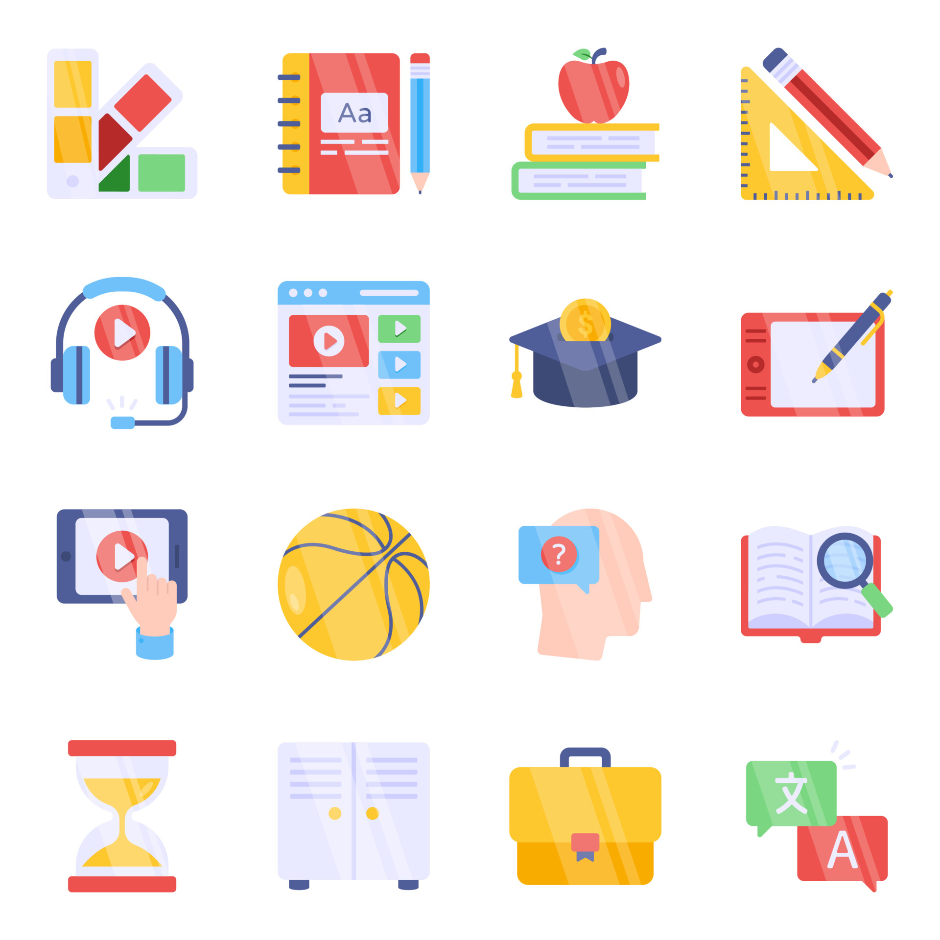 Pack of Learning Flat Icons 6444567 Vector Art at Vecteezy