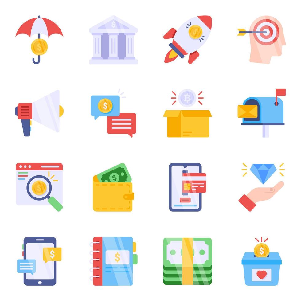 Pack of Finance Flat Icons 6444573 Vector Art at Vecteezy