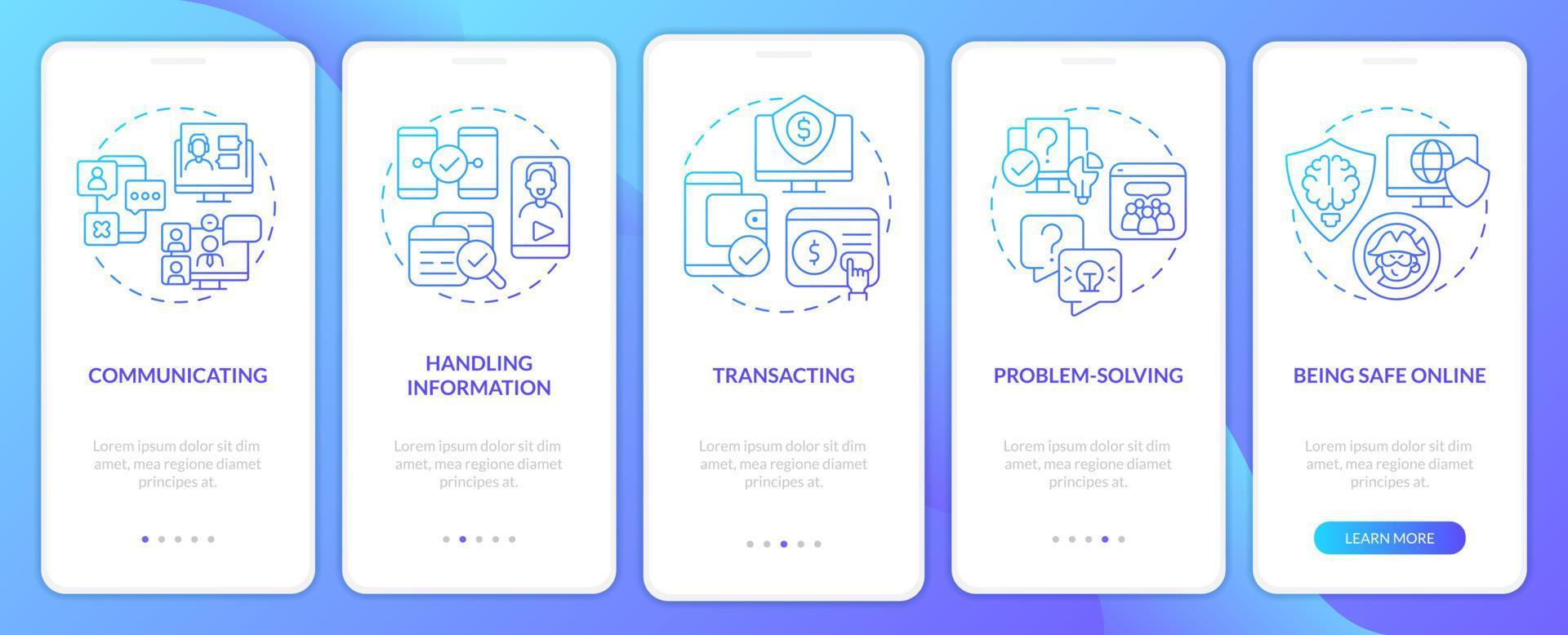 Digital Skills Blue Gradient Onboarding Mobile App Screen Digital
