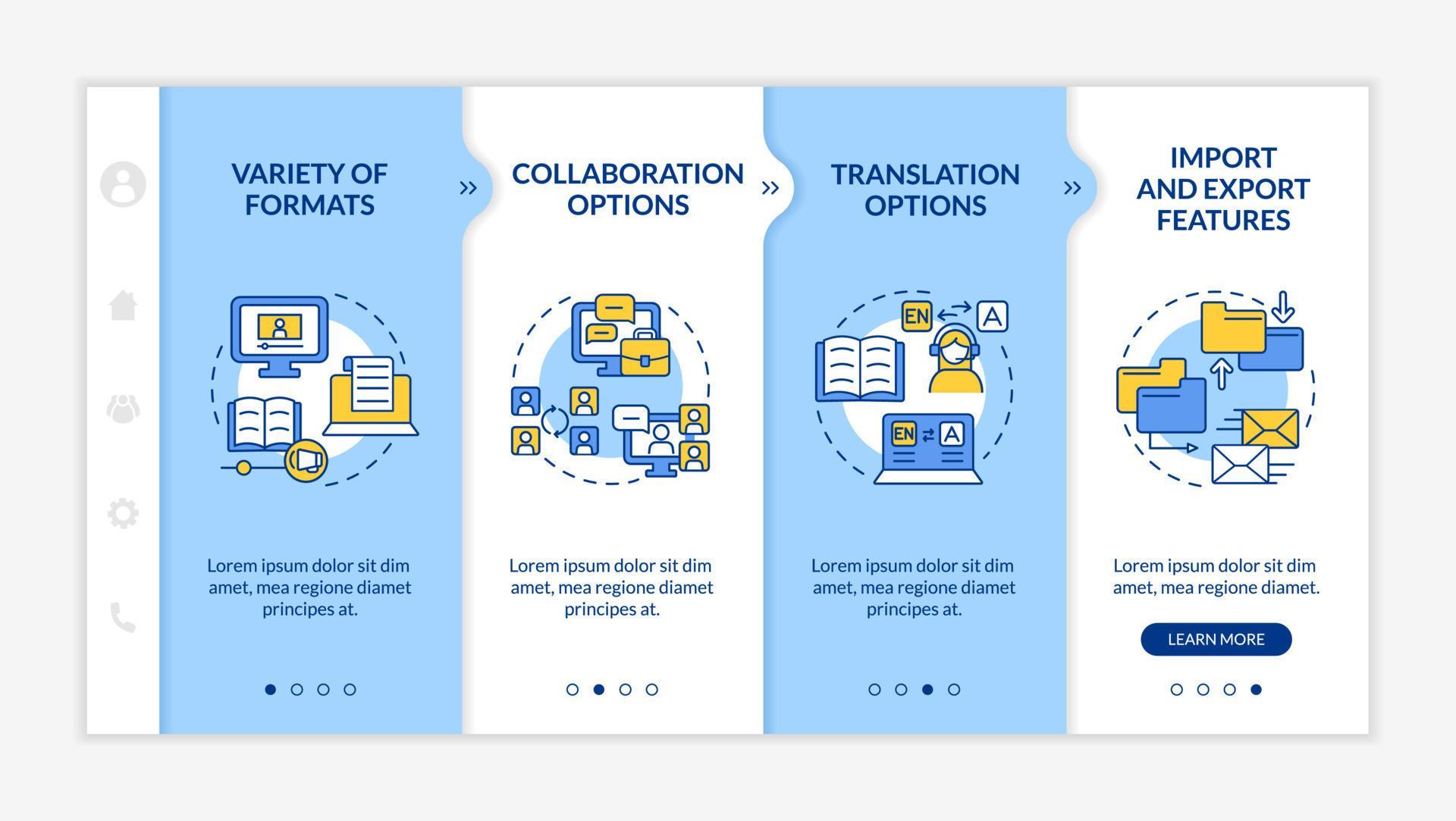 Elearning platforms blue and white onboarding template. Online ...
