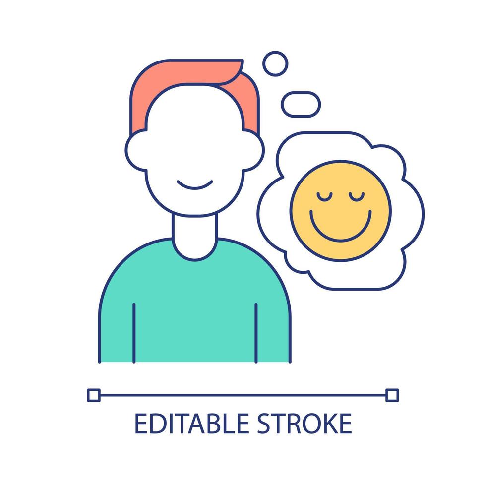 Icono De Color Rgb De Pensamiento Positivo Hombre Y Cara Sonriente