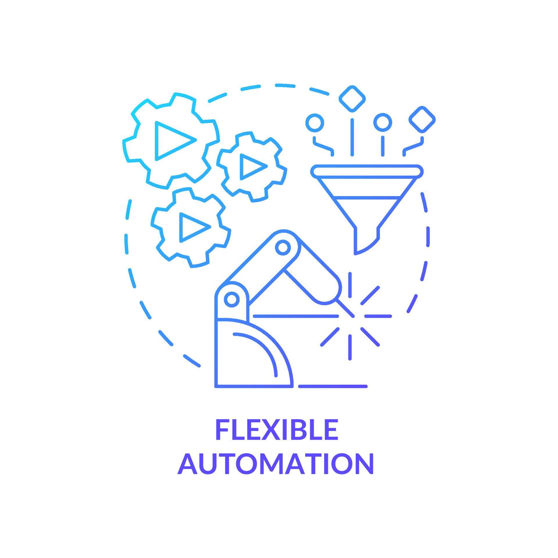 Flexible automation blue gradient concept icon. Programmable automation ...