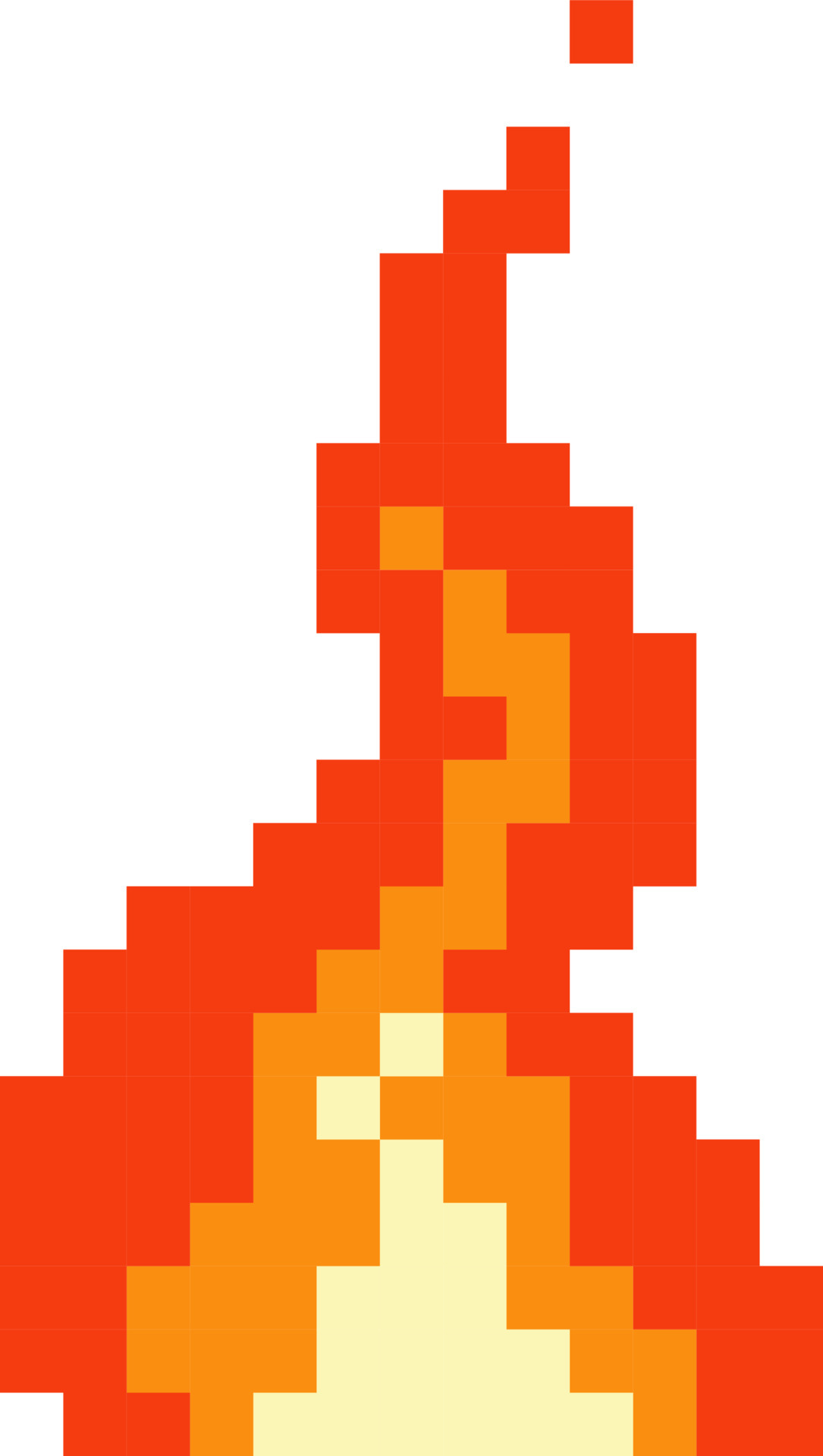 Pixel Burning Fire Icon Flaming Bonfire With Glowing Yellow Core Red Flame After Powerful